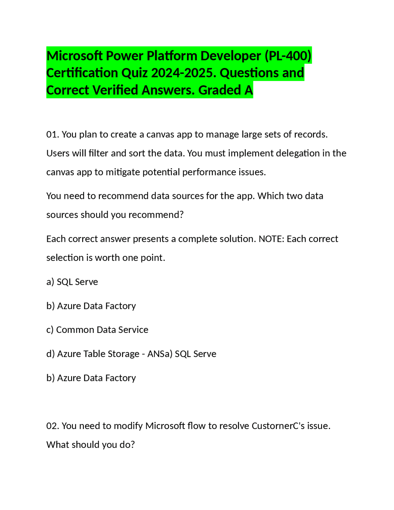 Microsoft Power Platform Developer (PL-400) Certification Quiz 2024 ...