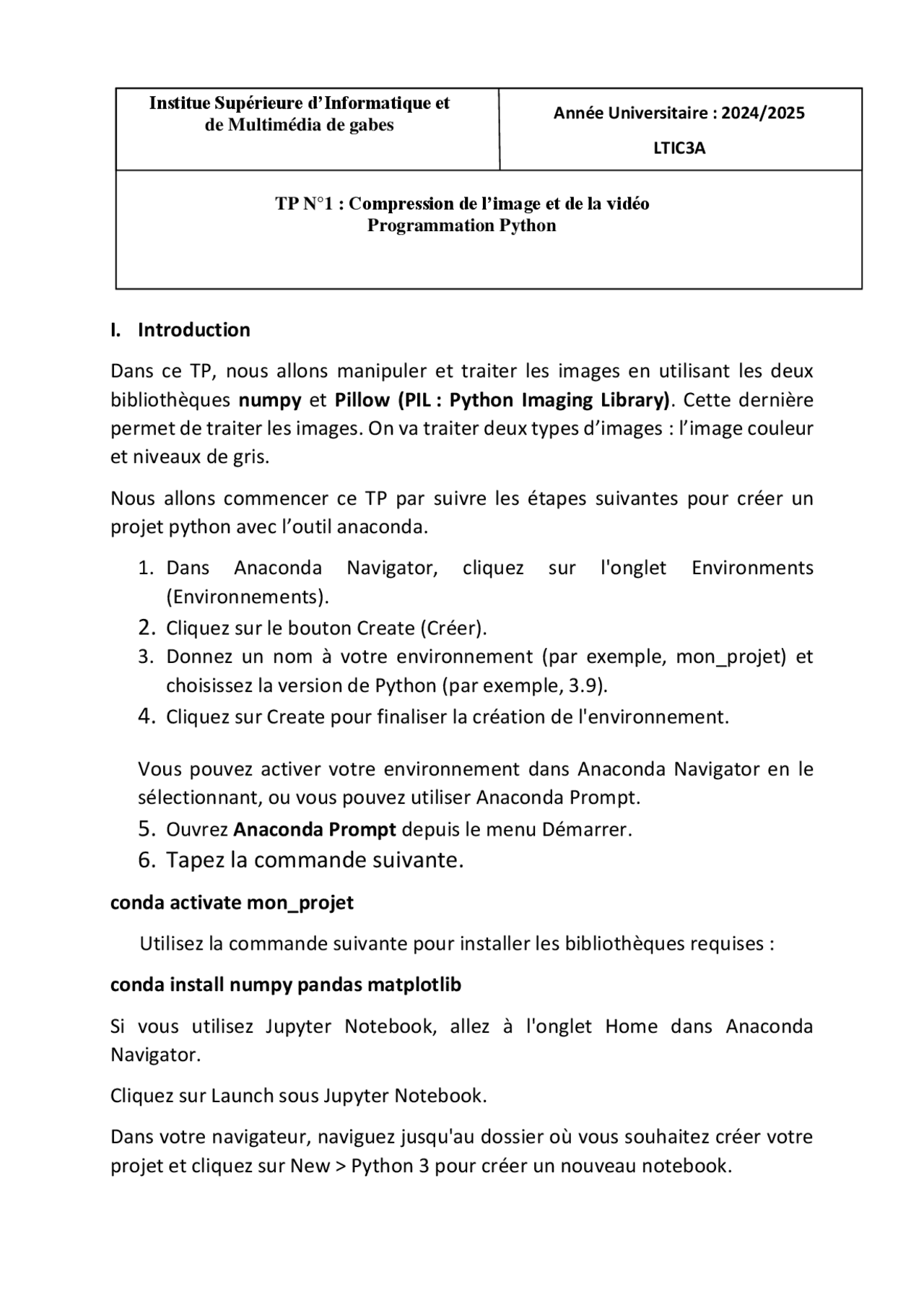 TP1_compression_image_fixe | Papers Data Compression | Docsity