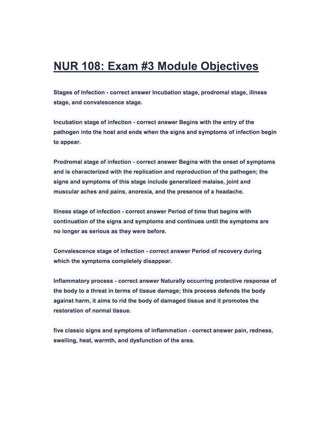 NUR 108 Exam #3 Module Objectives.pdf | Exams Nursing | Docsity