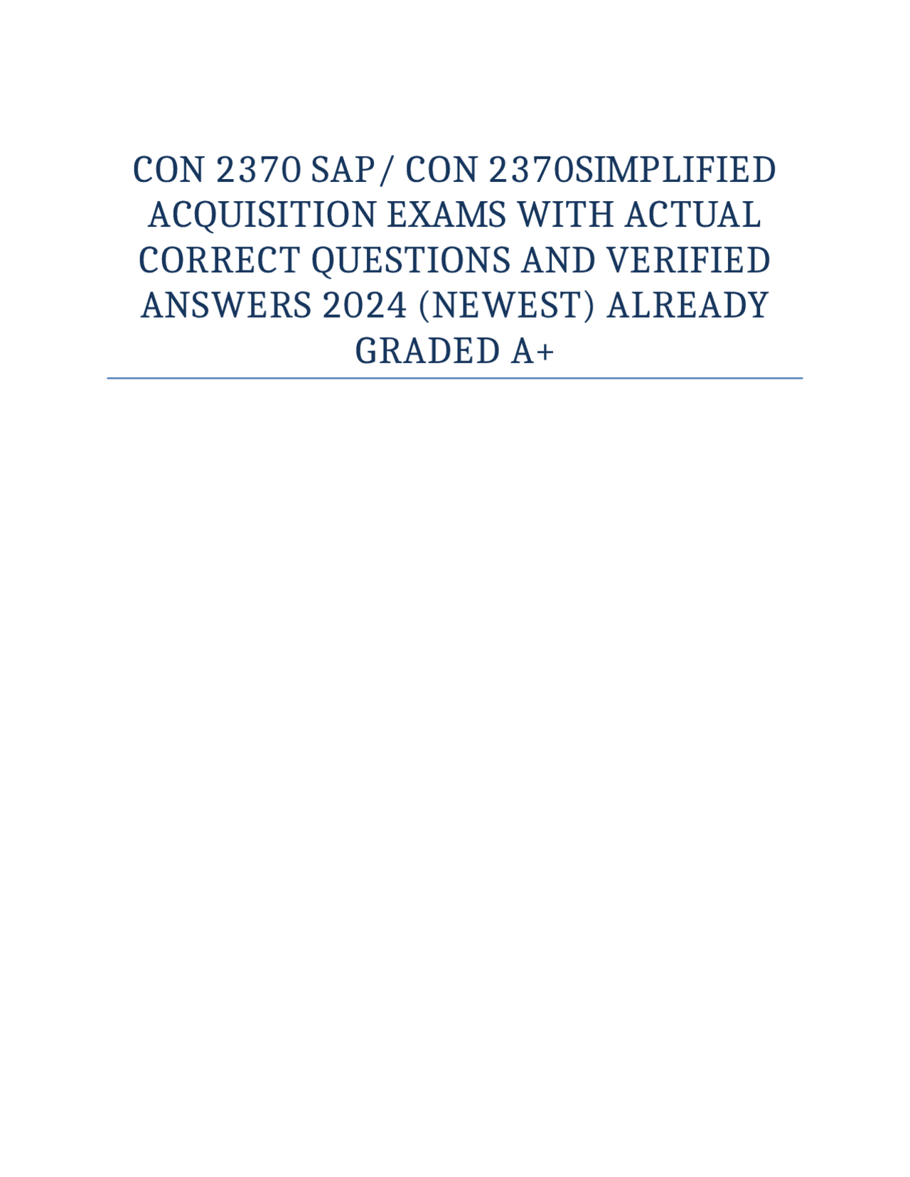 SAP/CON 2370 Acquisition Exams: Verified Answers & Questions (2024 ...