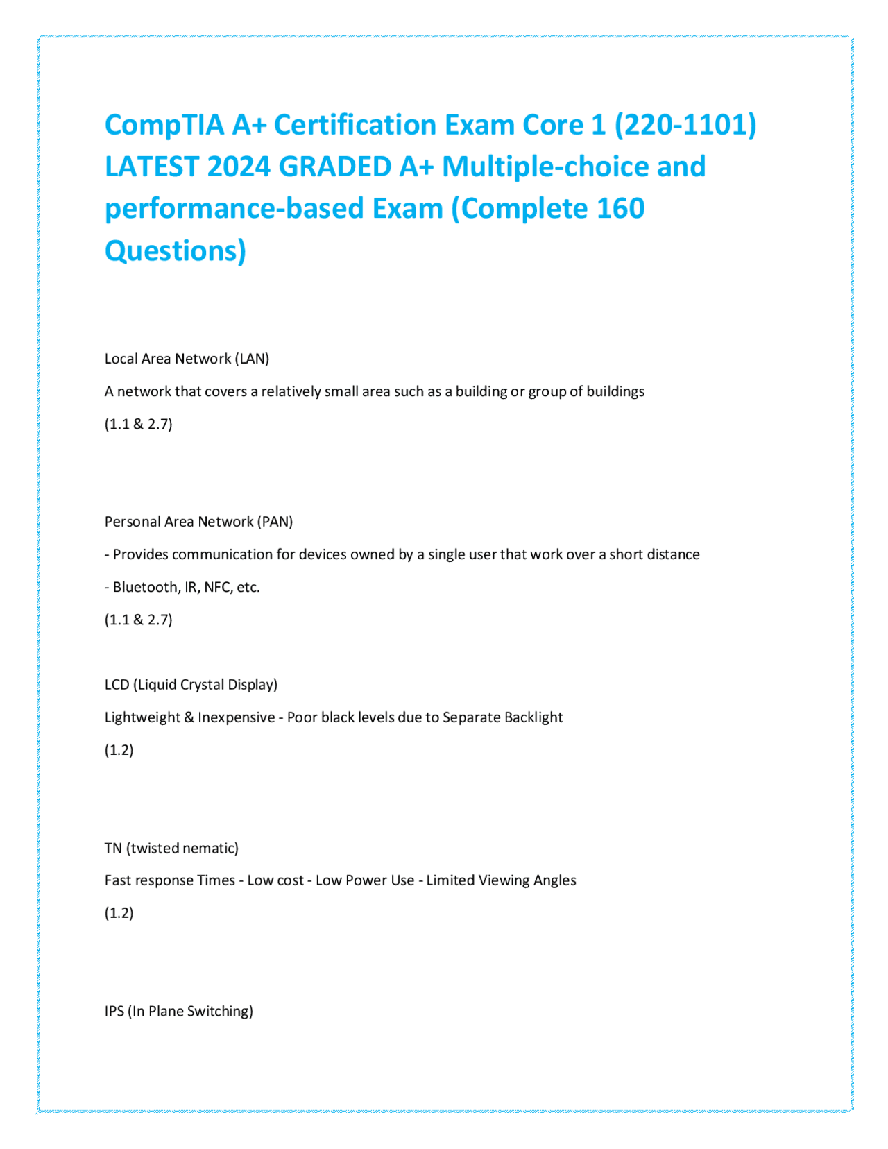 CompTIA A+ Certification Exam Core 1 (220-1101) Study Guide: Network ...