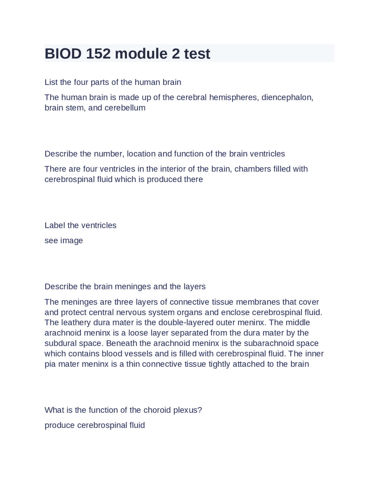 BIOD 152 Module 2 Test: Human Brain and Spinal Cord Anatomy and ...