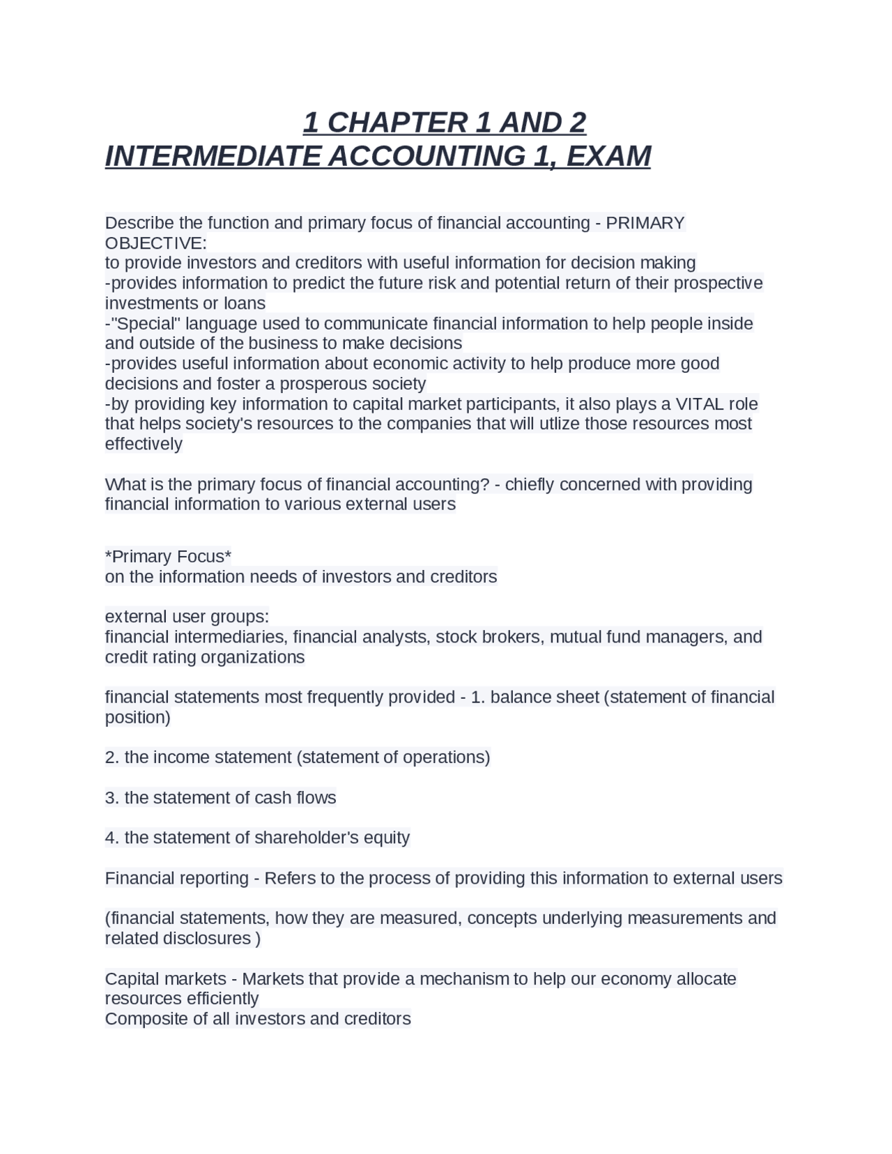Intermediate Accounting 1: Exam Questions and Answers | Exams Advanced ...
