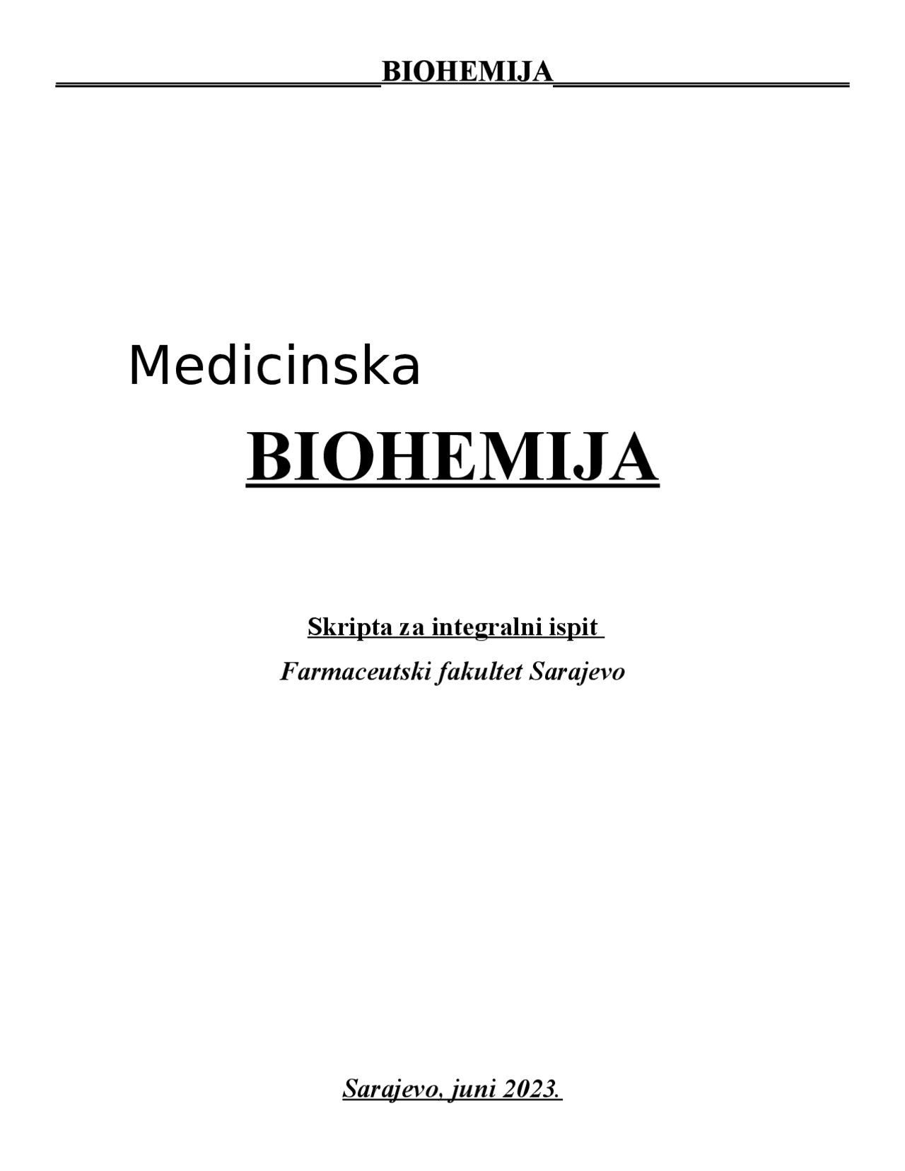 Biohemija - (Medicinska/Farmaceutska biohemija) - Kompletna skripta ...