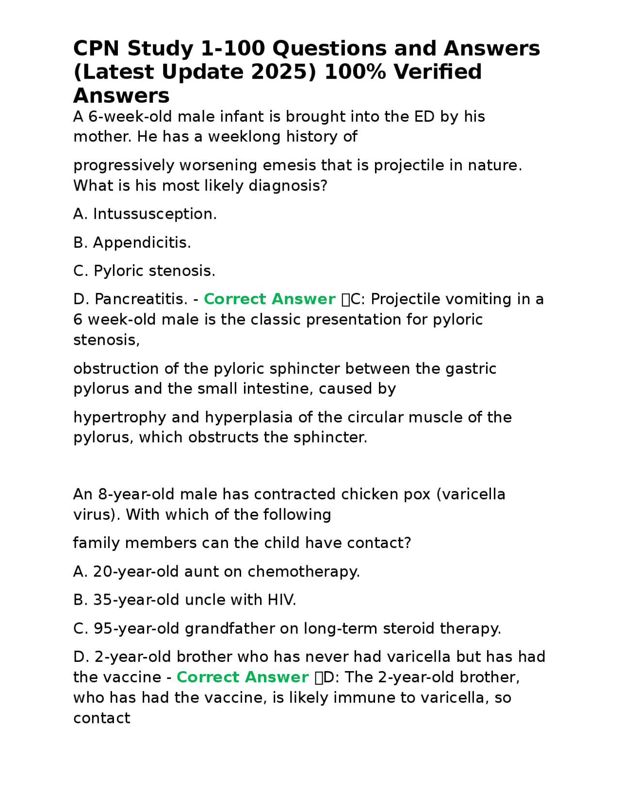 CPN Study 1-100 Questions and Answers: Medical Case Scenarios and ...