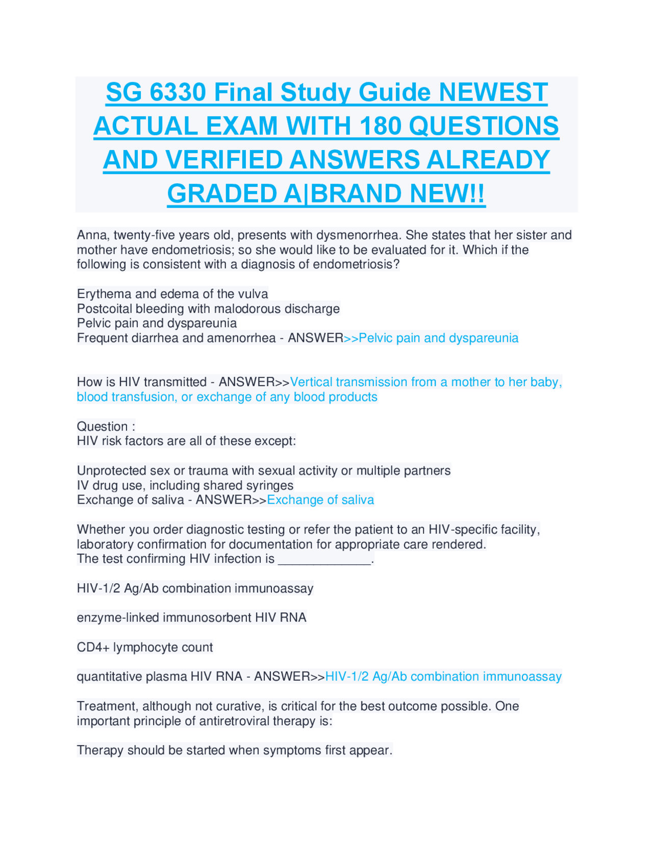 Gynecology Study Guide: Multiple Choice Questions and Answers | Exams ...