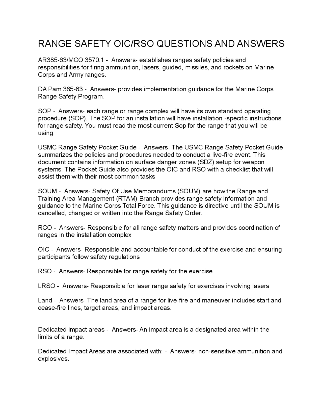 Range Safety OIC/RSO Guide: Marine Corps & Army Policies | Exams Social ...