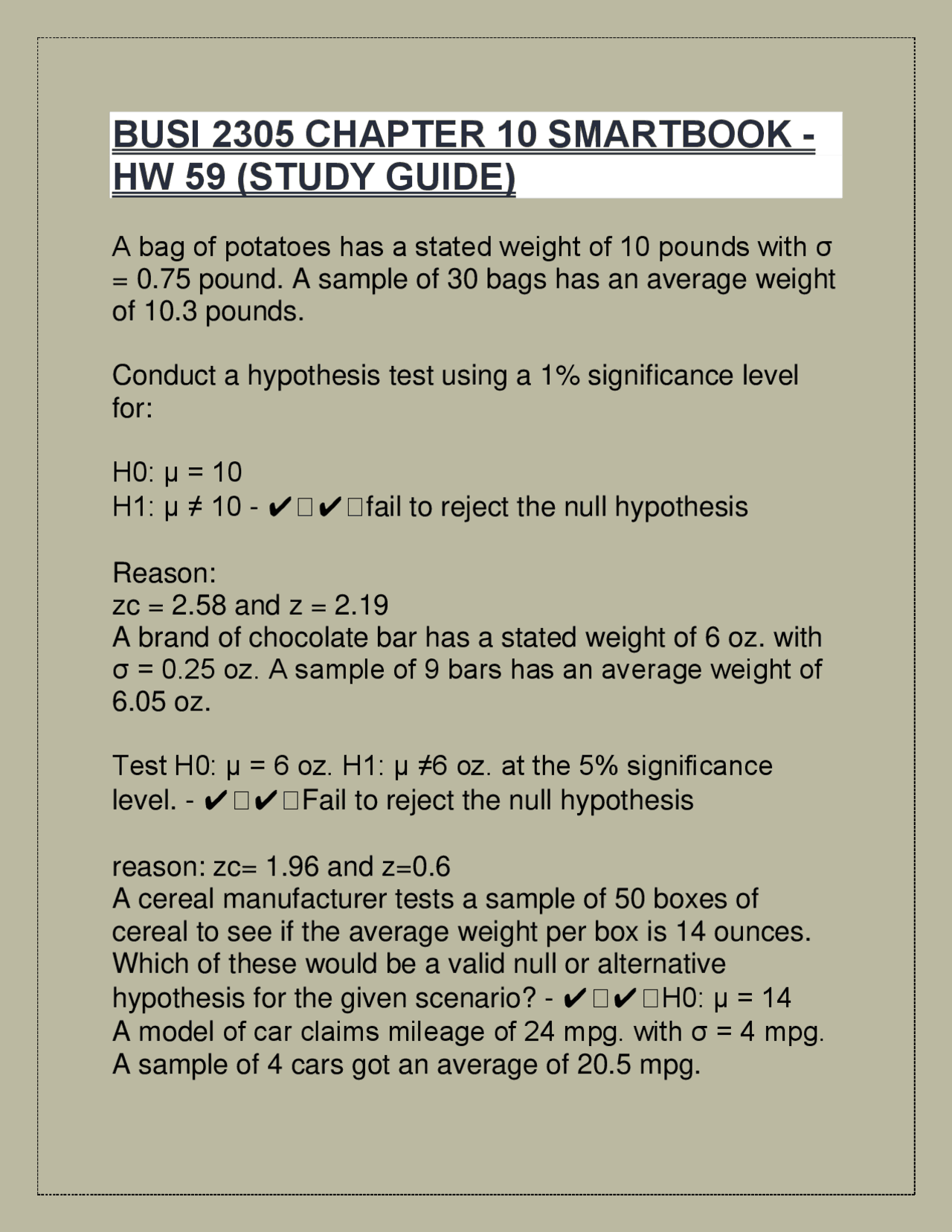 BUSI 2305 CHAPTER 10 SMARTBOOK - HW 59 STUDY GUIDE QUESTIONS WITH ...