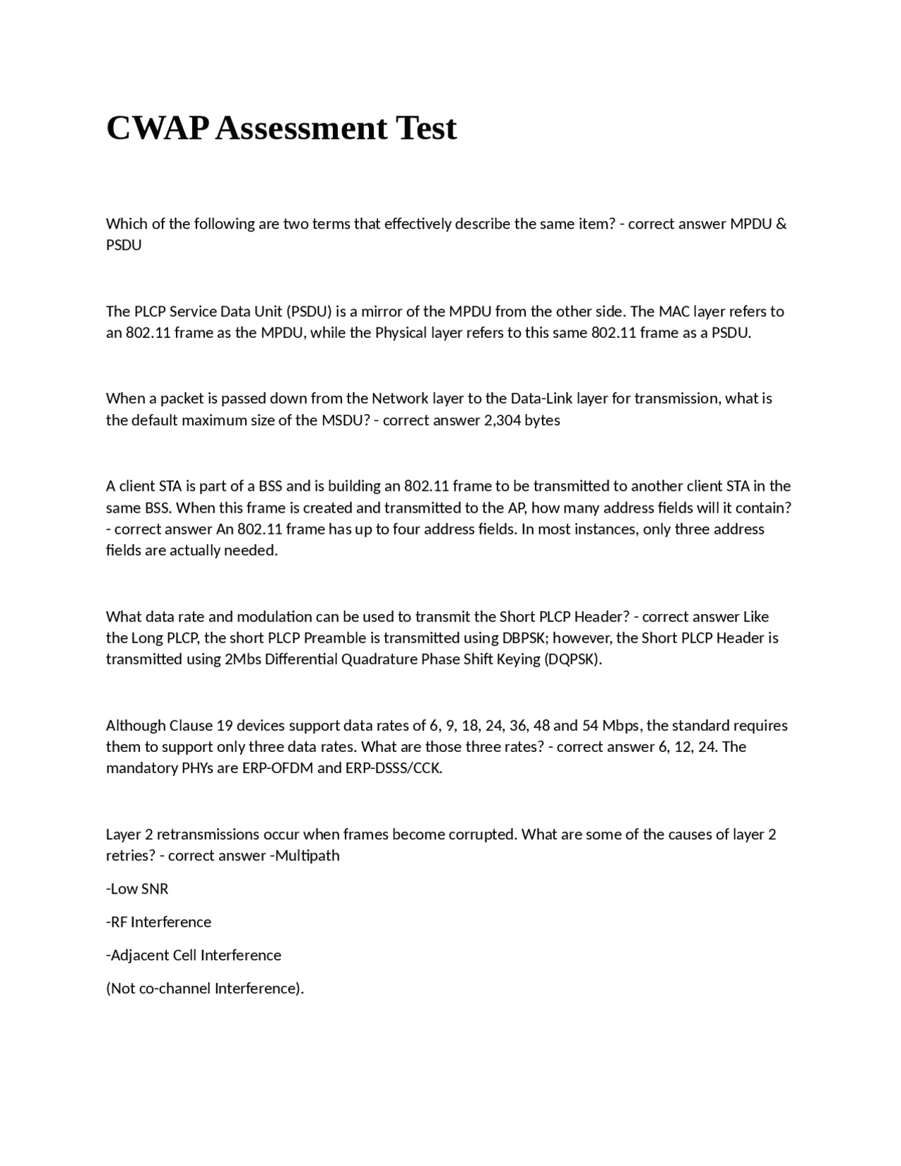 CWAP Assessment Test: Multiple Choice Questions and Answers | Exams ...