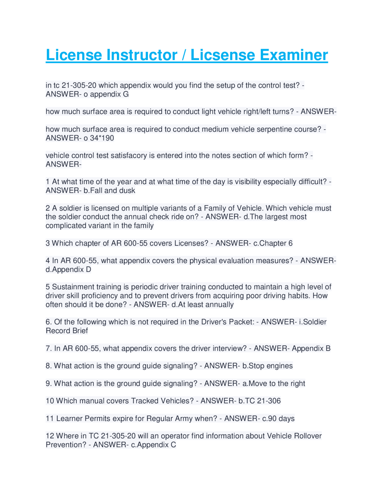 License Instructor / License Examiner | Exams Nursing | Docsity