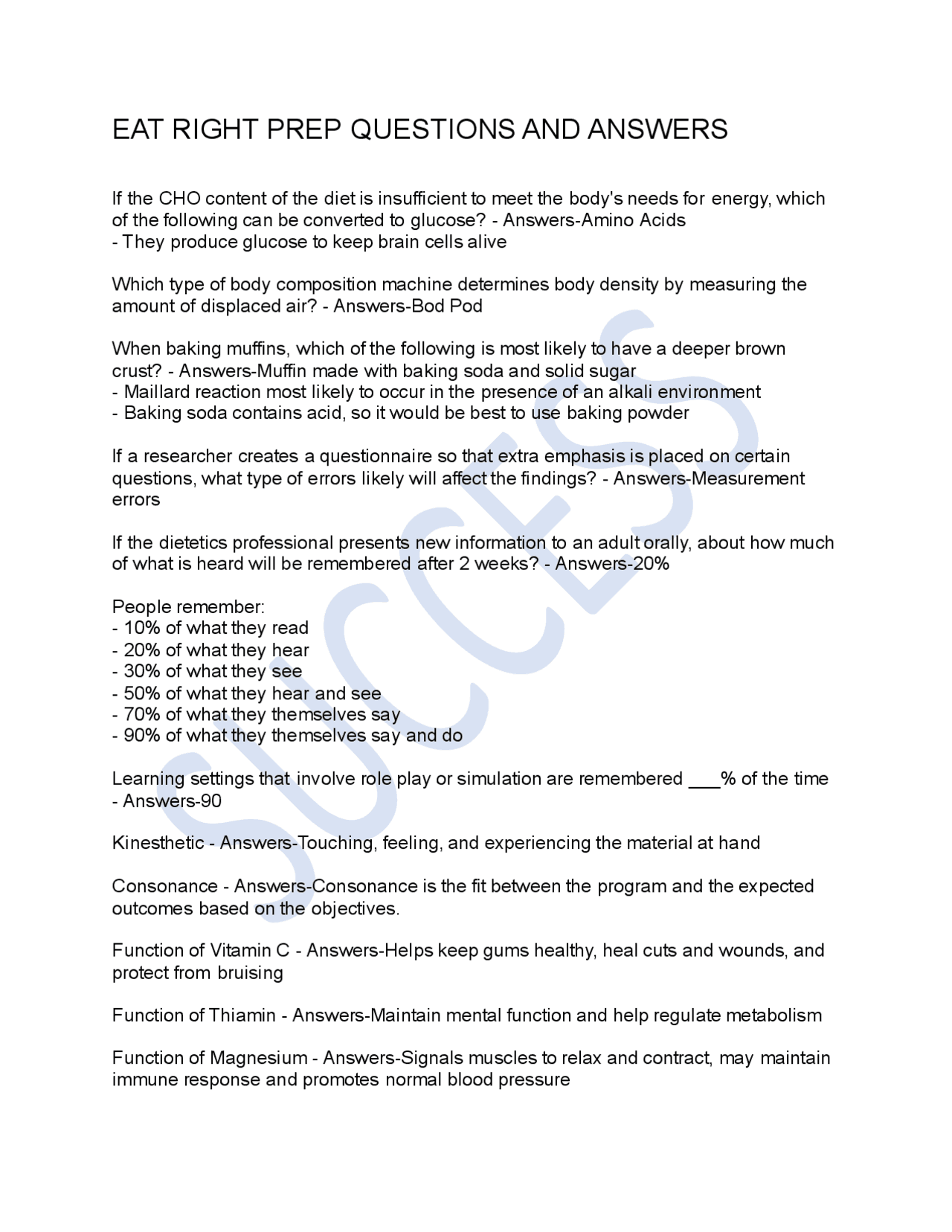 Nutrition Study Guide: Questions and Answers on Food Science, Nutrition ...