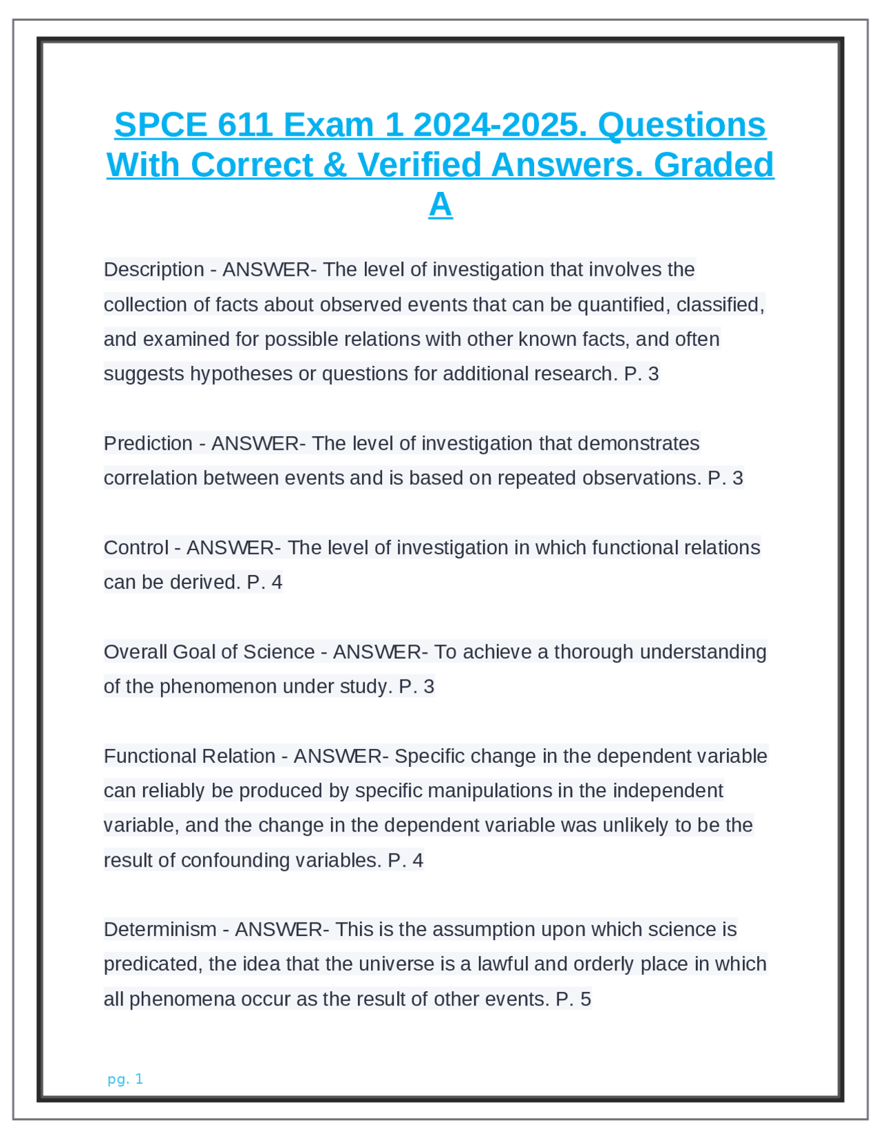 SPCE 611 Exam 1 2024-2025. Questions With Correct & Verified Answers ...