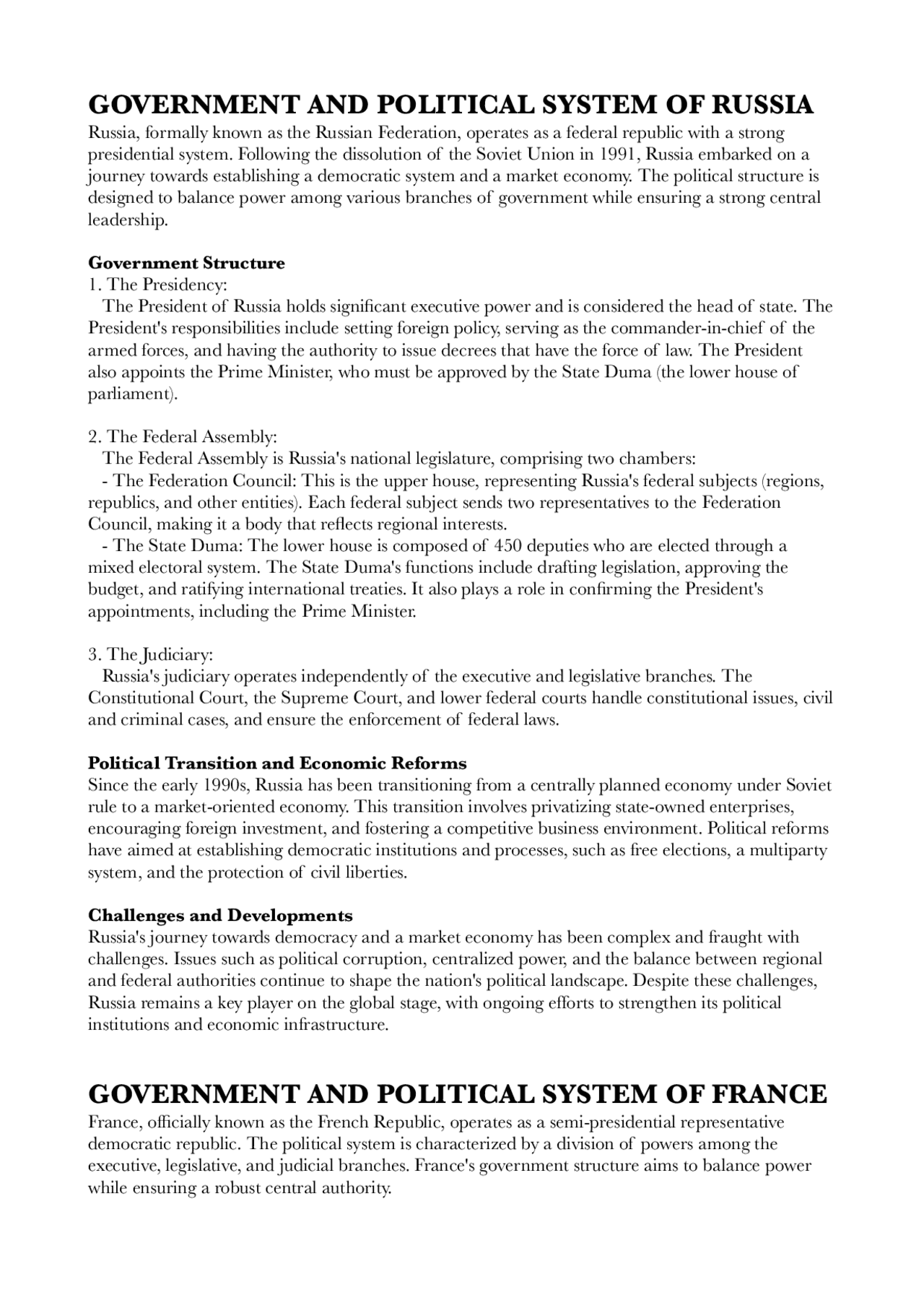 Comparative Analysis of Political Systems: A Global Perspective ...
