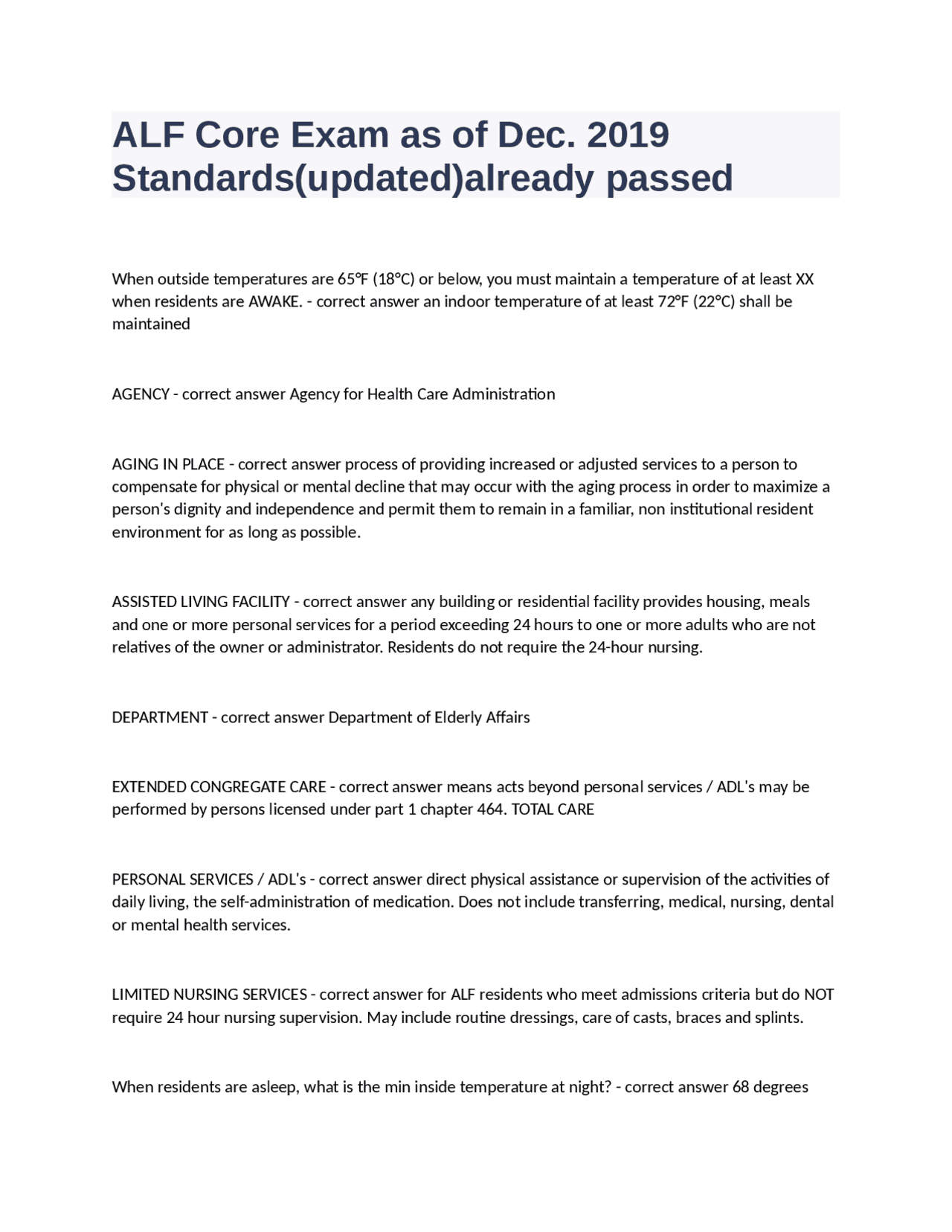 ALF Core Exam Standards: A Comprehensive Guide for Assisted Living ...