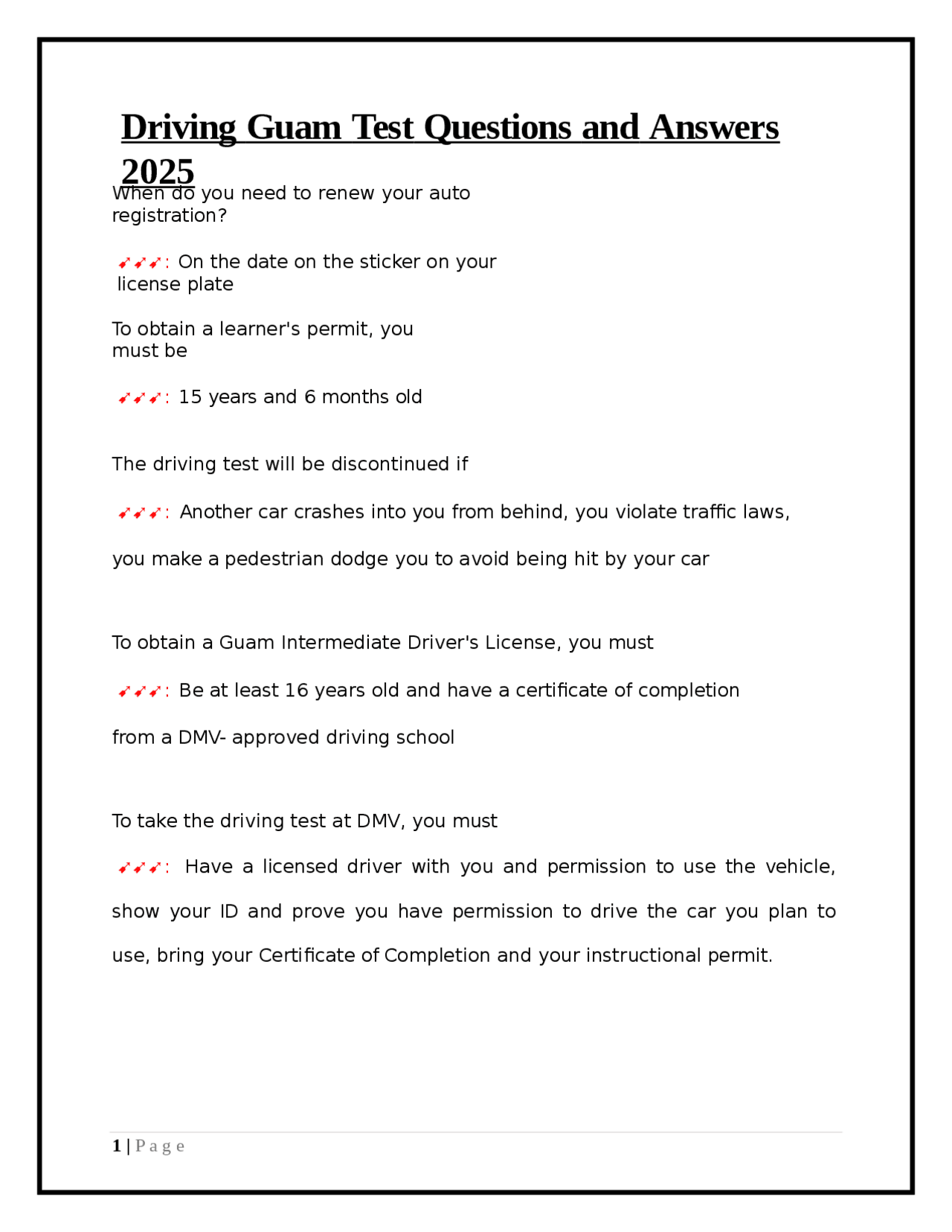 Guam Driving Test Questions and Answers: A Comprehensive Guide for 2025 ...