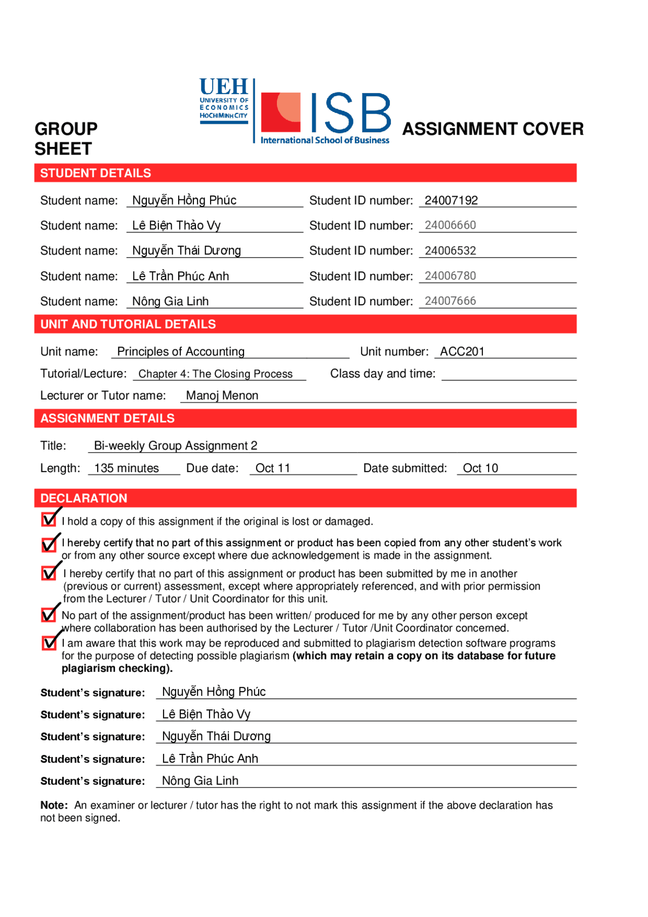 Principles Of Accounting Bi Weekly Group Assignment 2 Chapter 4 The
