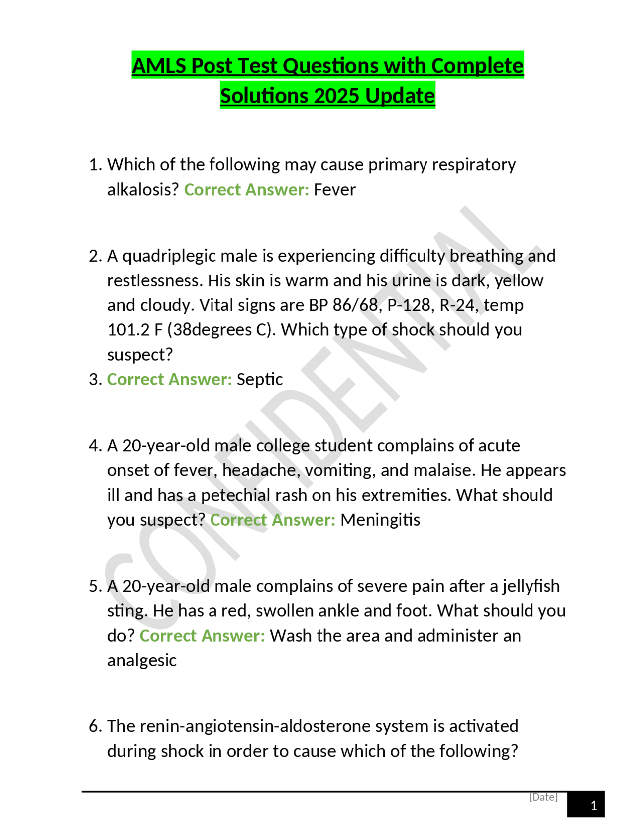AMLS Post Test Questions with Complete Solutions 2025 Update | Exams ...