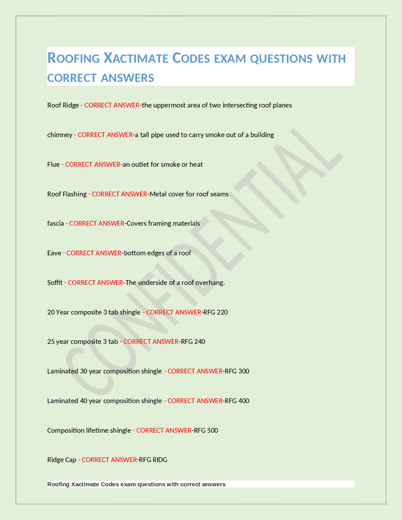 Roofing Xactimate Codes Exam Questions and Answers | Exams Nursing ...