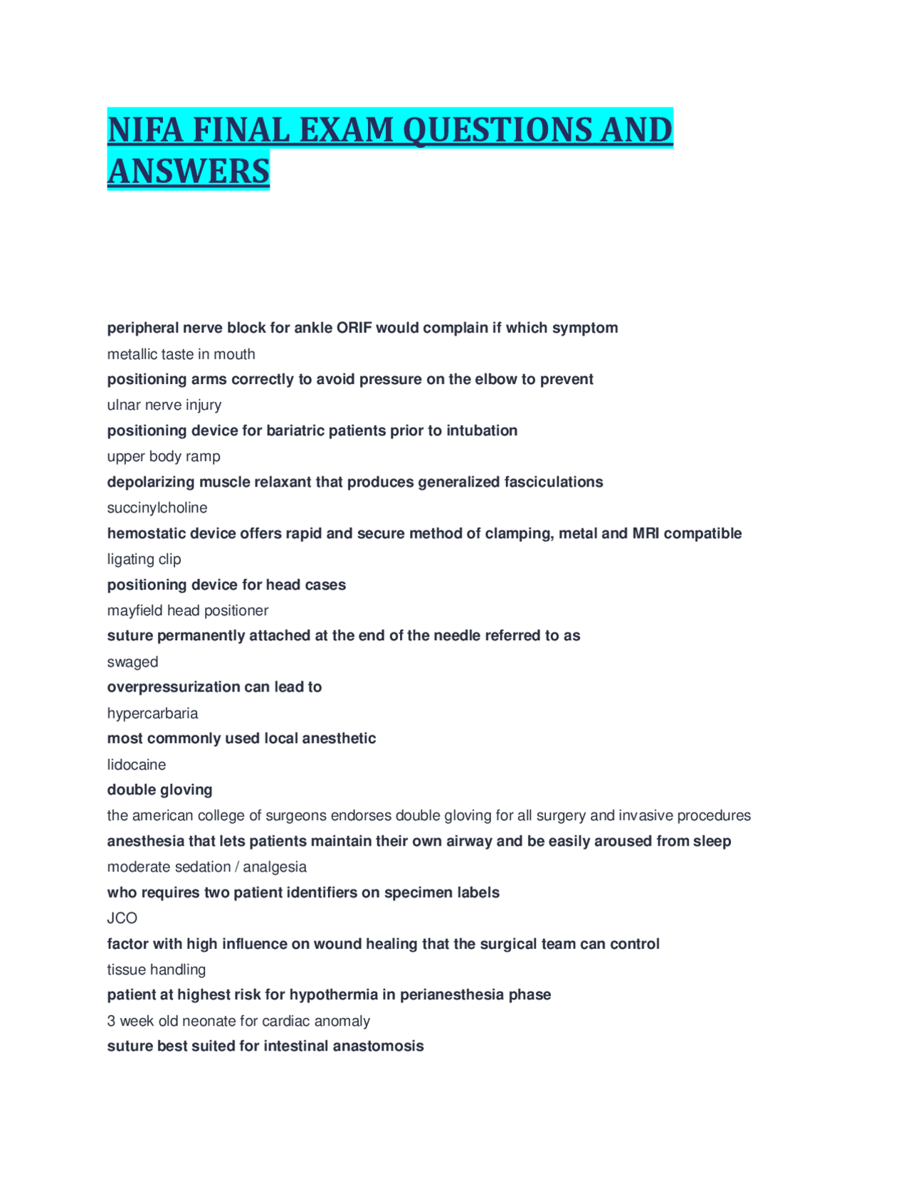 NIFA Final Exam Questions and Answers: A Comprehensive Guide for ...