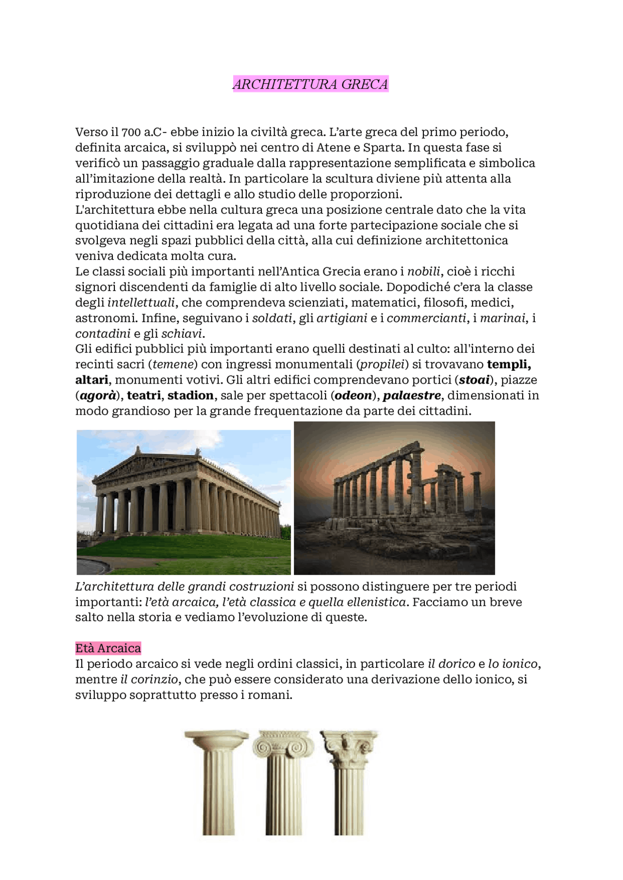 Famosa Architettura Greca Antica Archeologia E Storia Dell'arte Greca