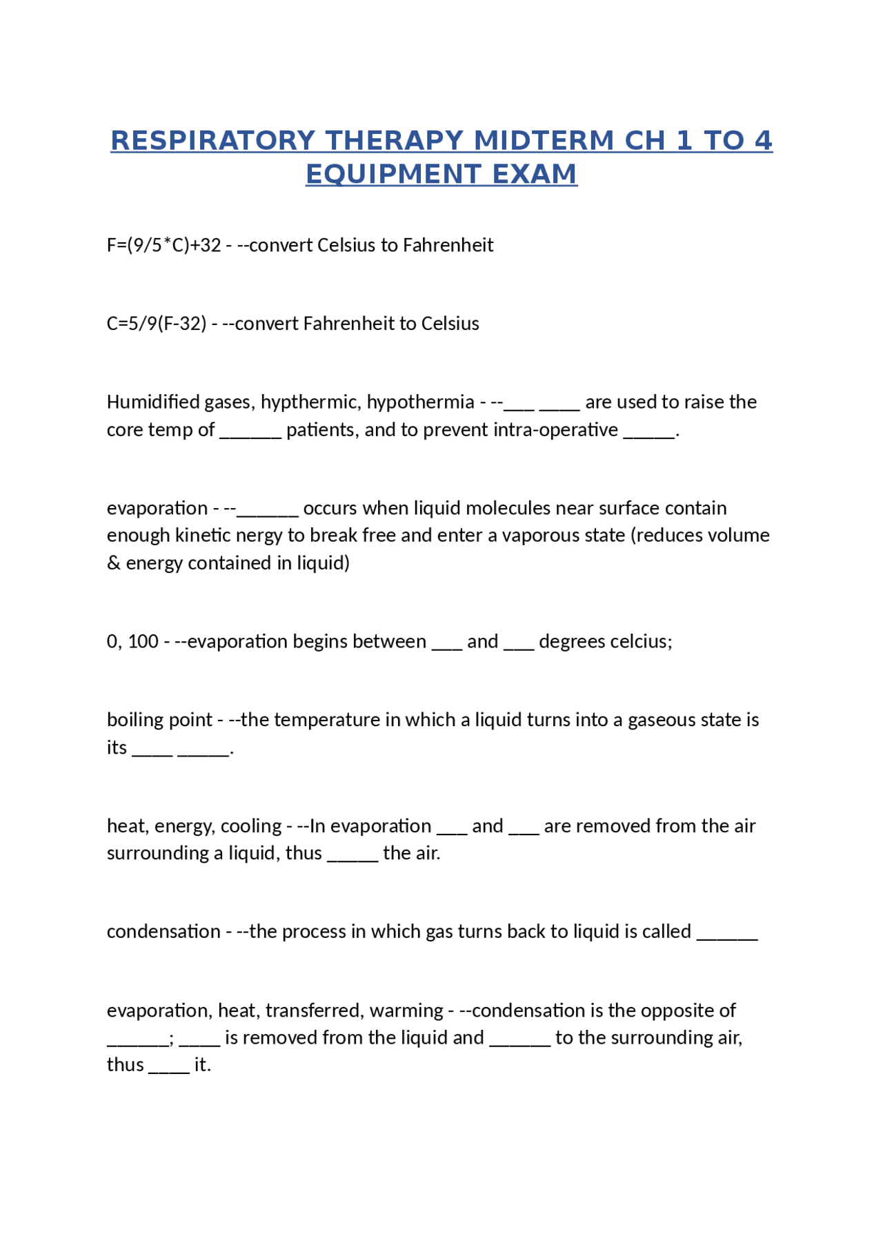 Respiratory Therapy Midterm Exam: Chapters 1-4 | Exams Advanced ...