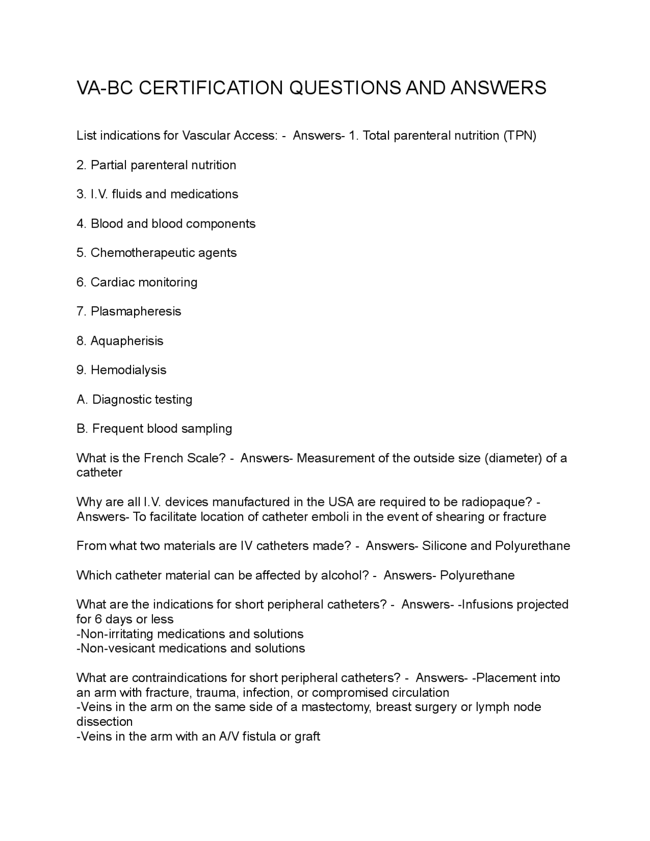 VA-BC CERTIFICATION QUESTIONS AND ANSWERS | Exams Social Sciences | Docsity