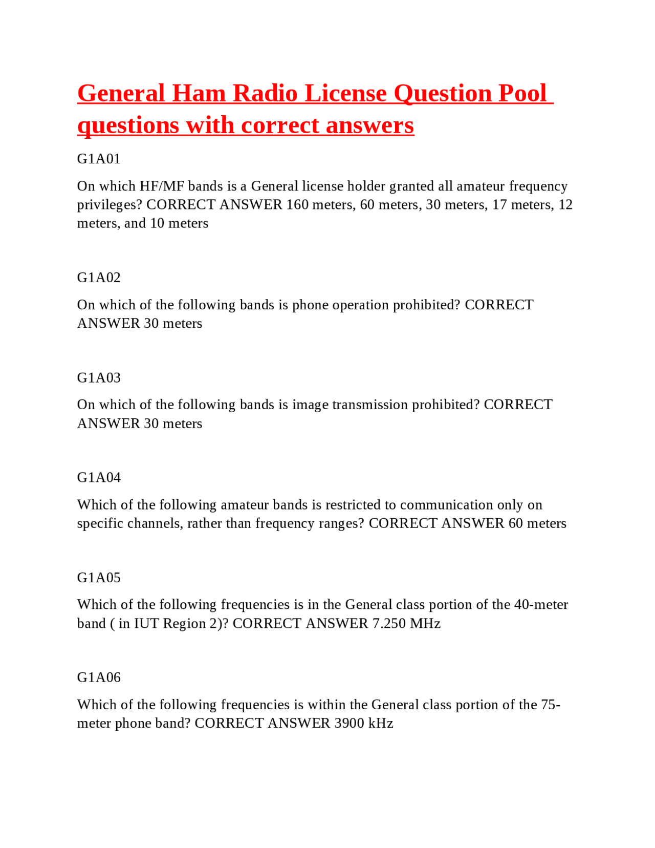 General Ham Radio License Question Pool: Questions and Answers | Exams ...