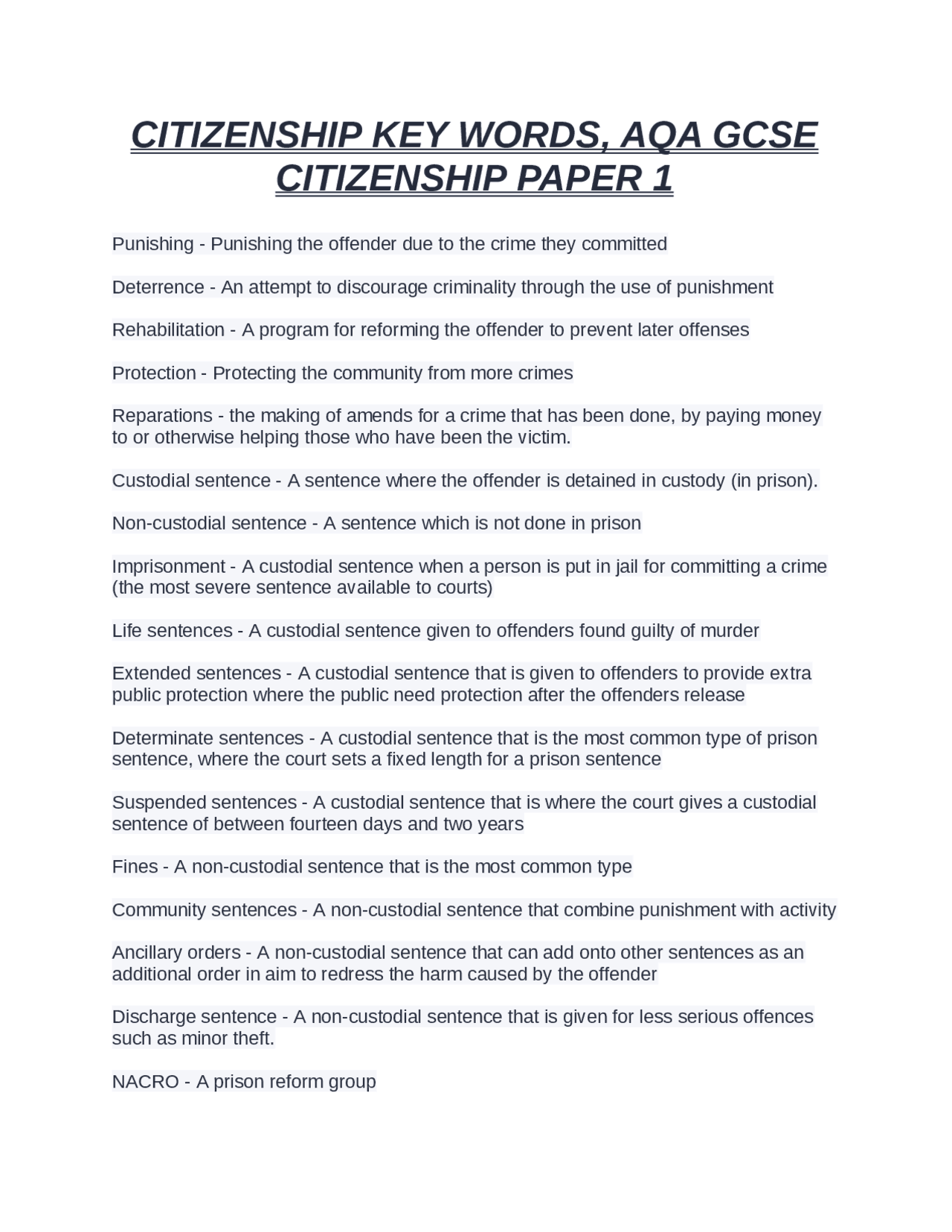 AQA GCSE Citizenship Paper 1: Key Terms and Concepts | Exams Advanced ...