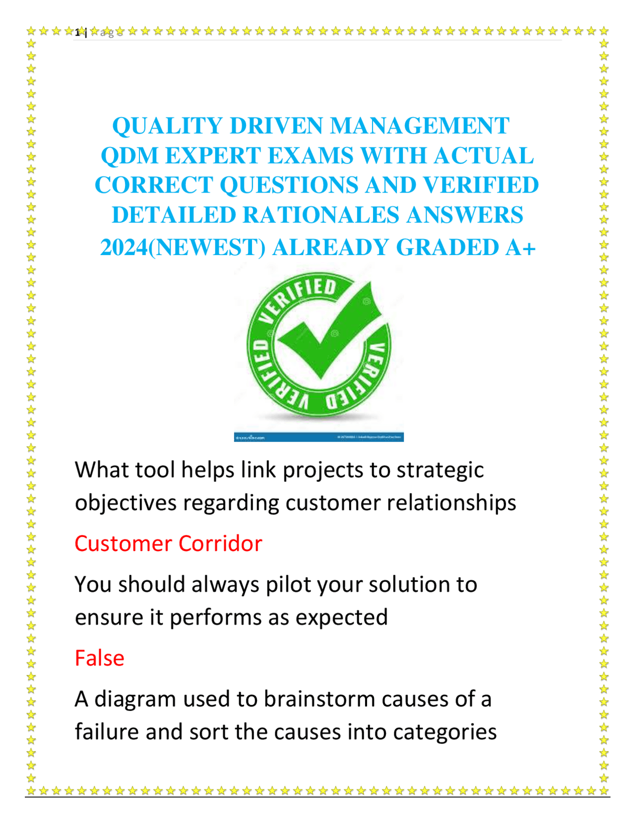 Quality Driven Management (QDM) Expert Exams: Practice Questions and ...