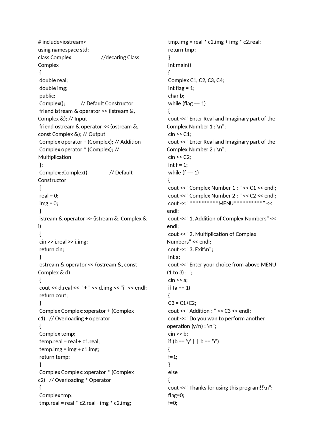 complex number practical | Lab Reports Object Oriented Programming | Docsity