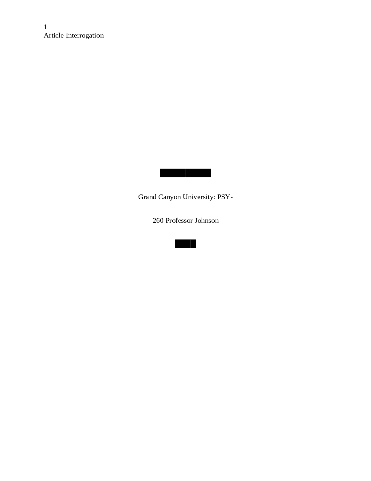 PSY 260 Topic 6 Assignment; Article Interrogation Final | Assignments Psychology | Docsity