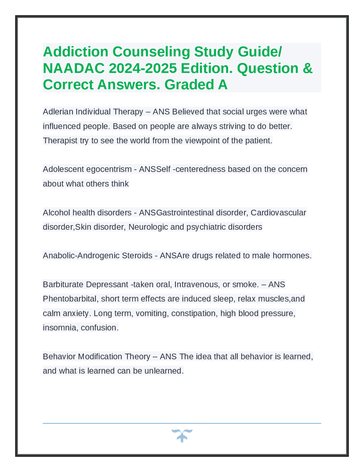 Addiction Counseling Study Guide/ NAADAC 2024-2025 Edition. Question ...