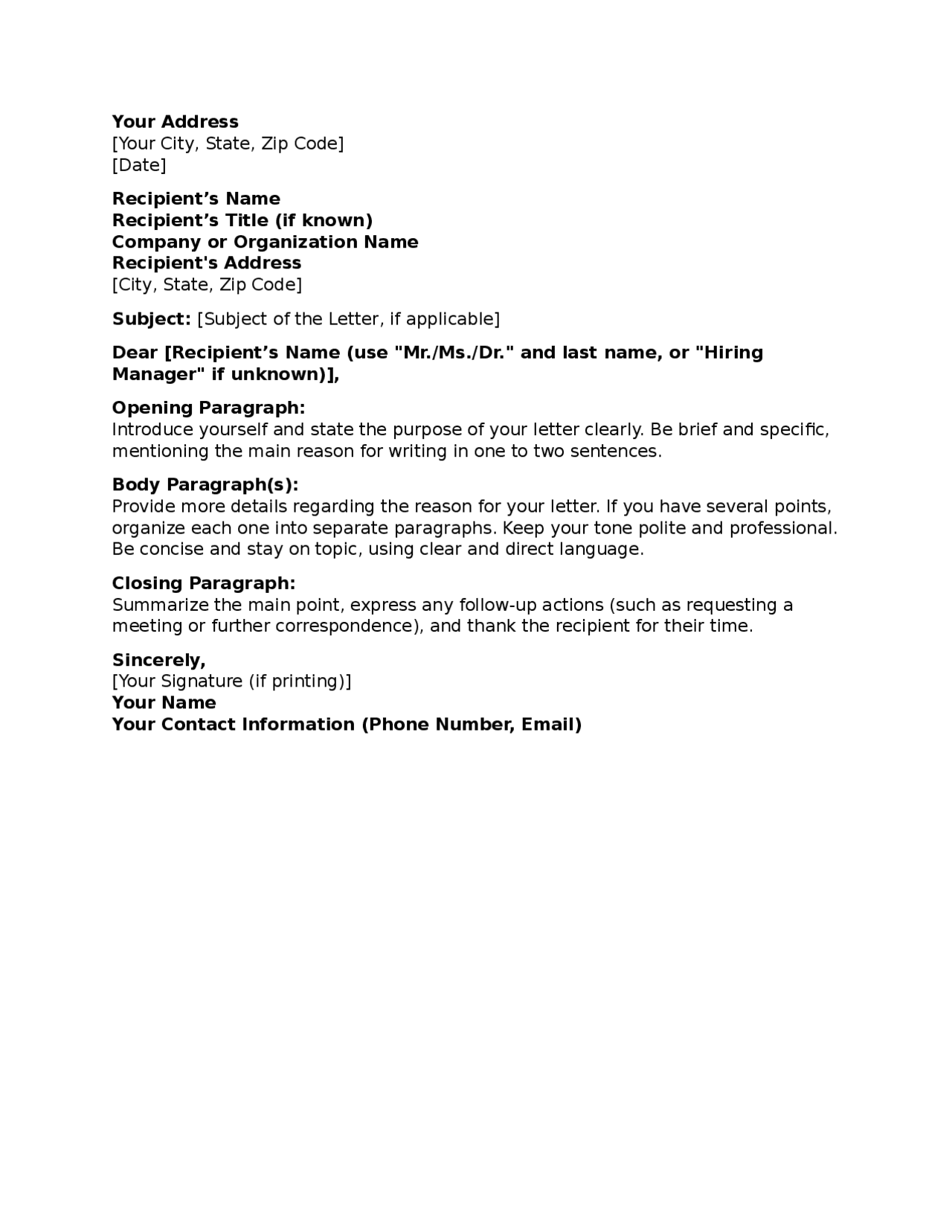 formal letter format | Essays (high school) English | Docsity