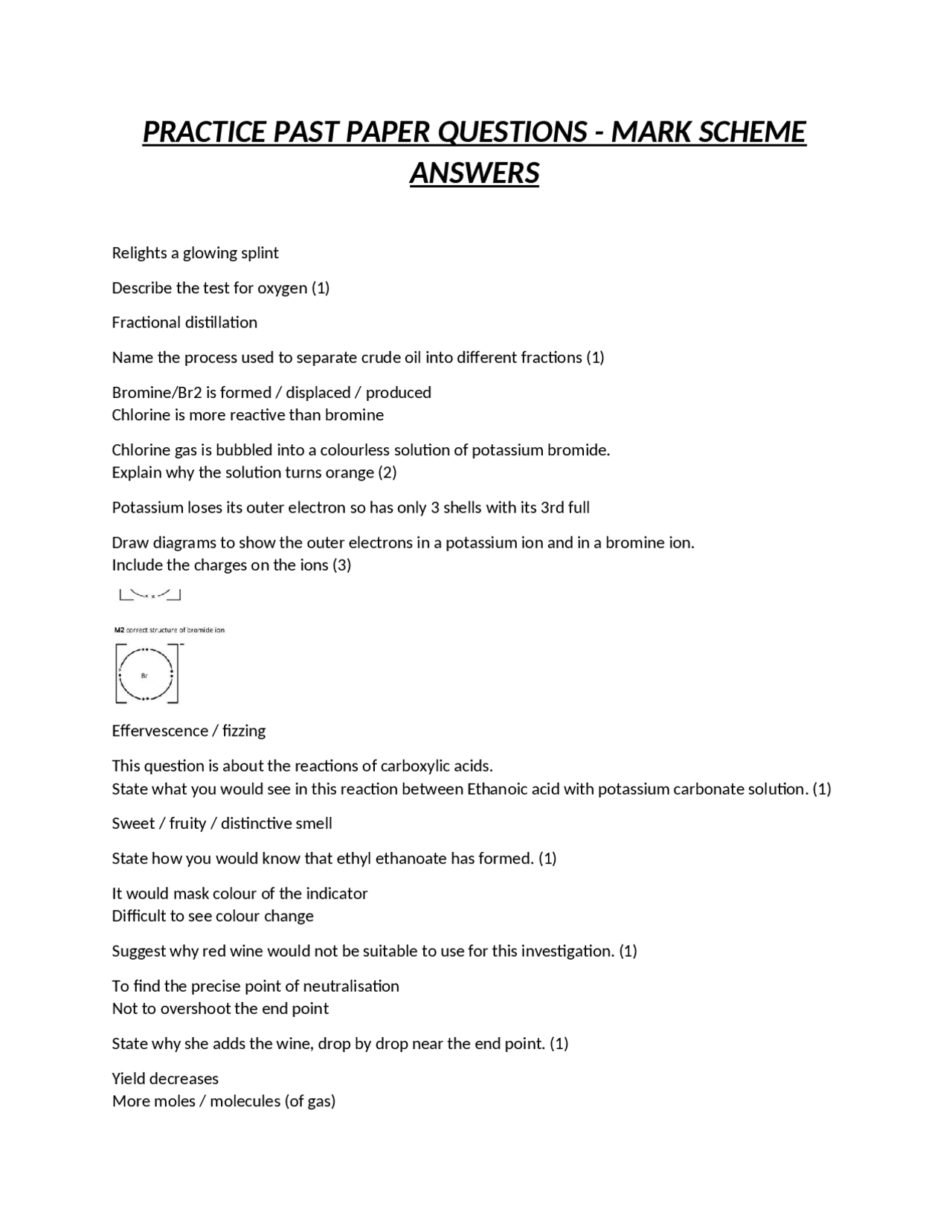 PRACTICE PAST PAPER QUESTIONS - MARK SCHEME ANSWERS | Exams Advanced ...