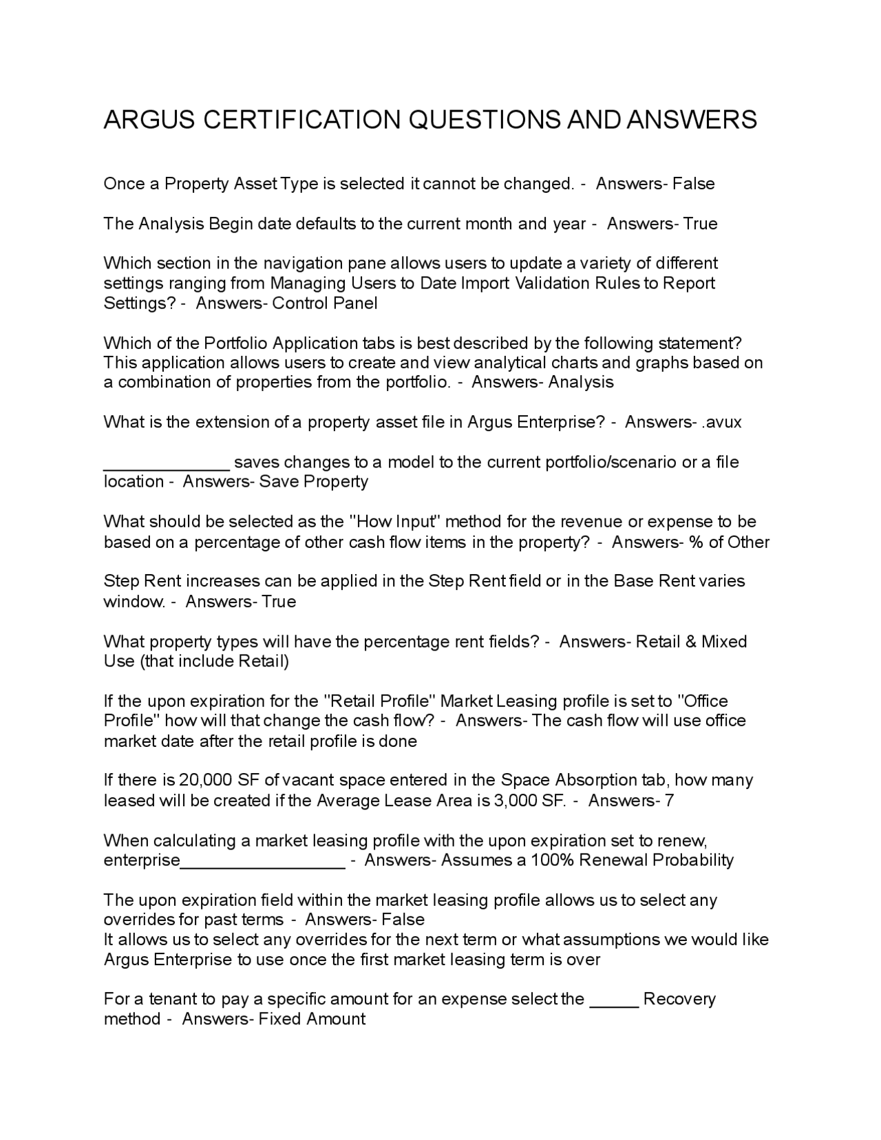 ARGUS CERTIFICATION QUESTIONS AND ANSWERS | Exams Social Sciences | Docsity