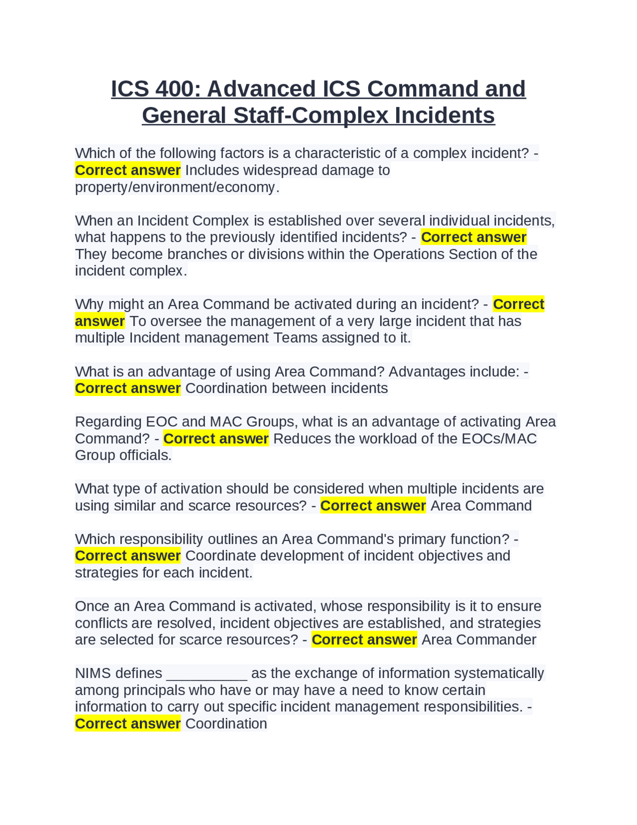 ICS 400: Advanced ICS Command and General Staff-Complex Incidents ...