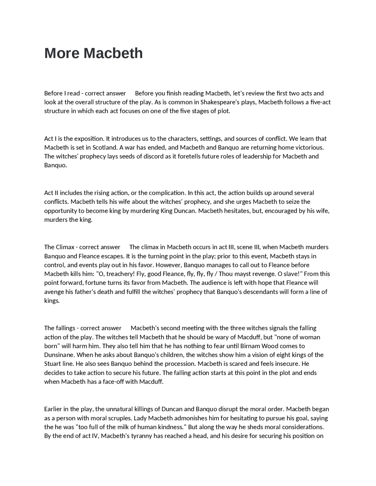 More Macbeth Exam Questions And Correct Detailed Answers. | Exams ...