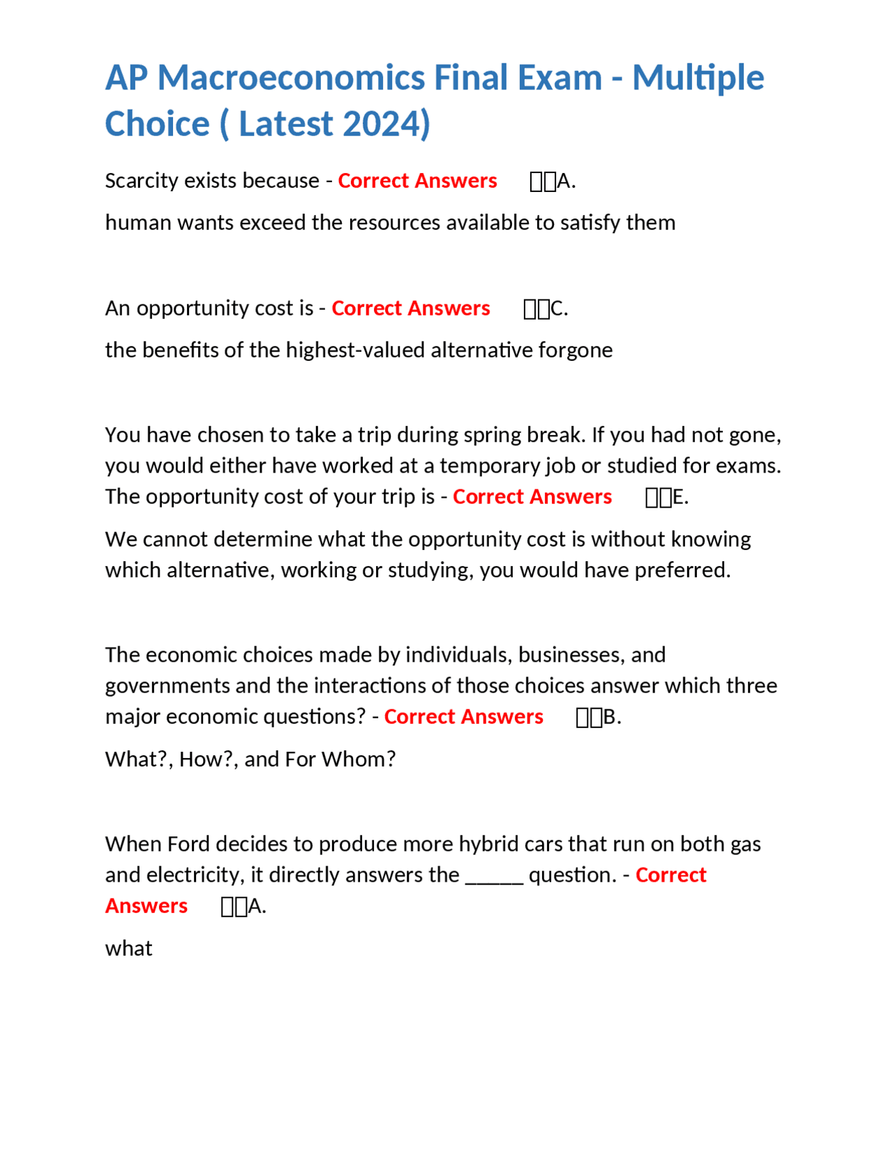 AP Macroeconomics Final Exam - Multiple Choice ( Latest 2024) | Exams ...