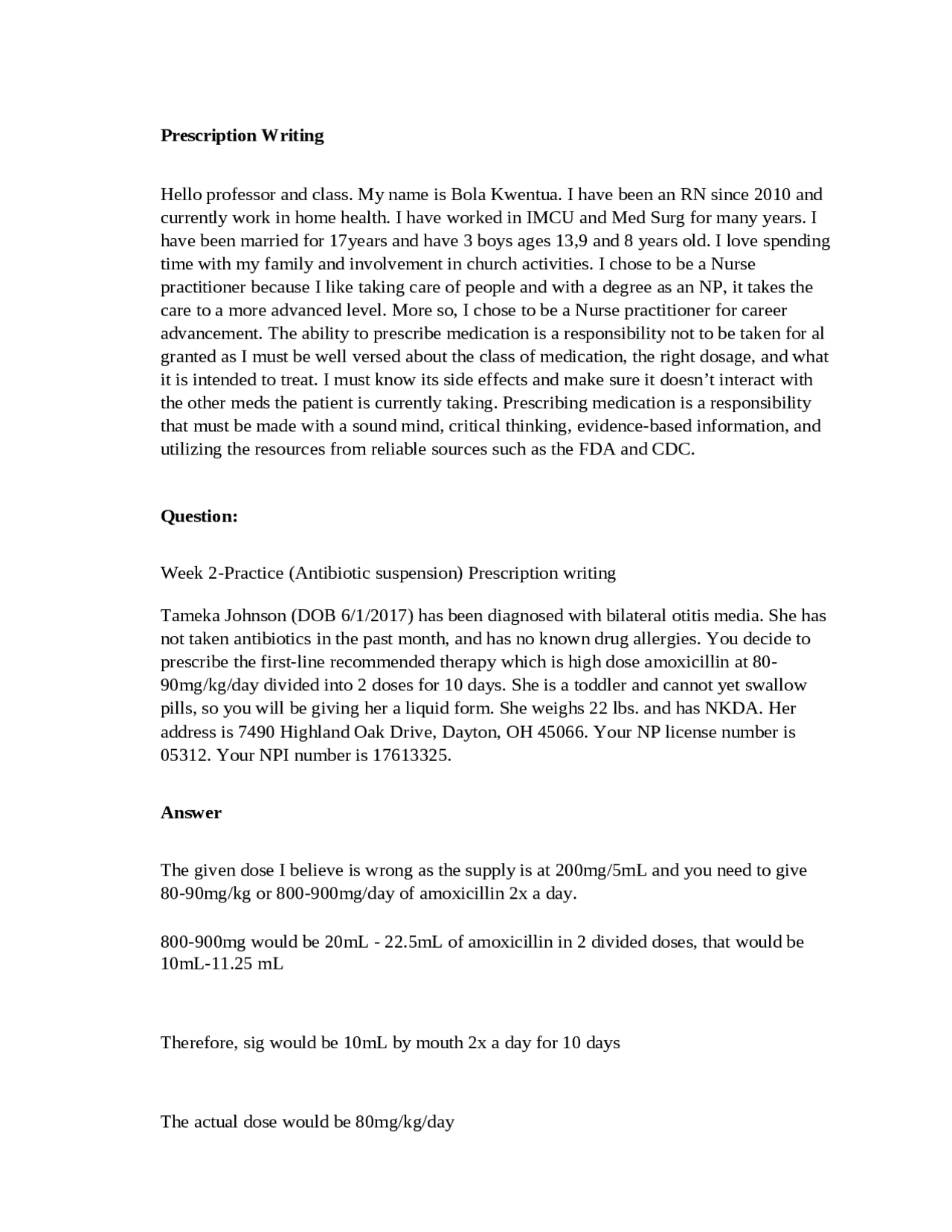 NR 565 Week 1 Assignment; Prescription Writing | Assignments Nursing ...