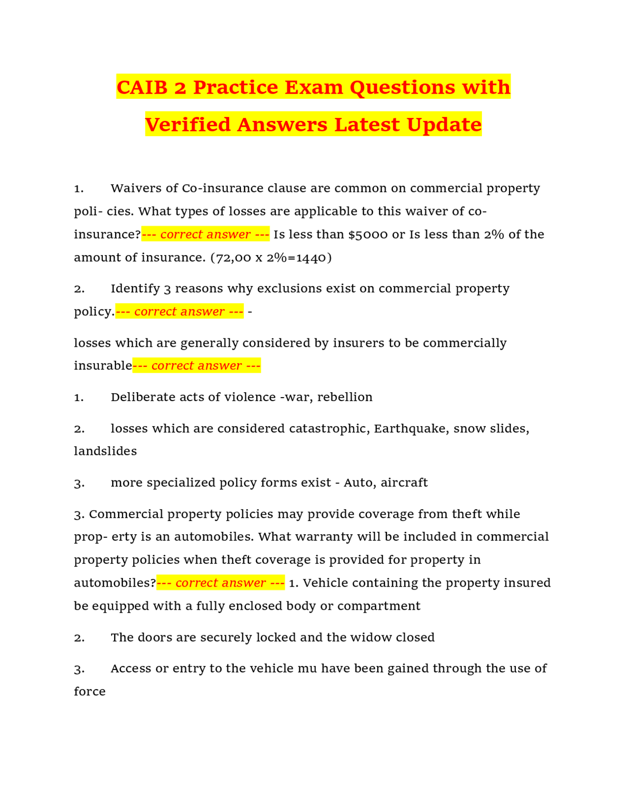 CAIB 2 Practice Exam Questions with Verified Answers Latest Update ...