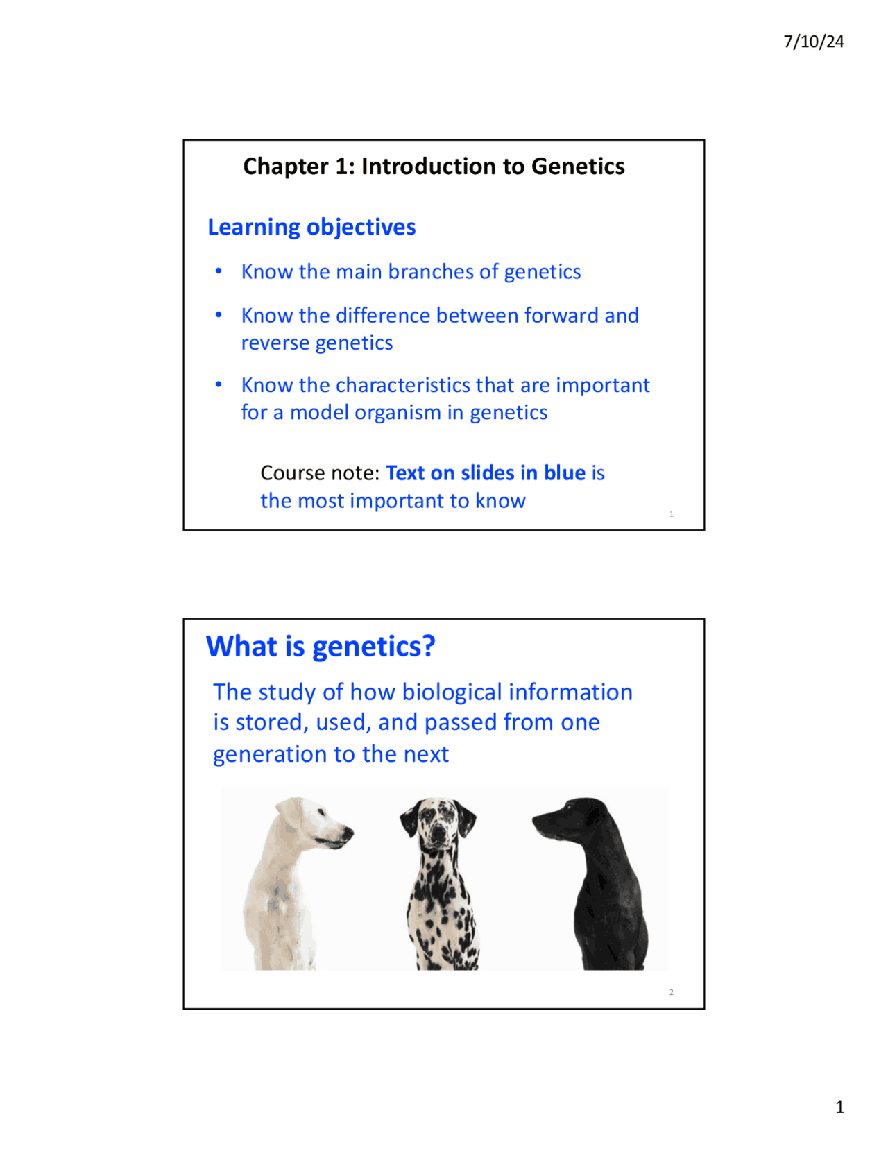 Introduction To Genetics Lecture Notes Summaries Mathematics Docsity