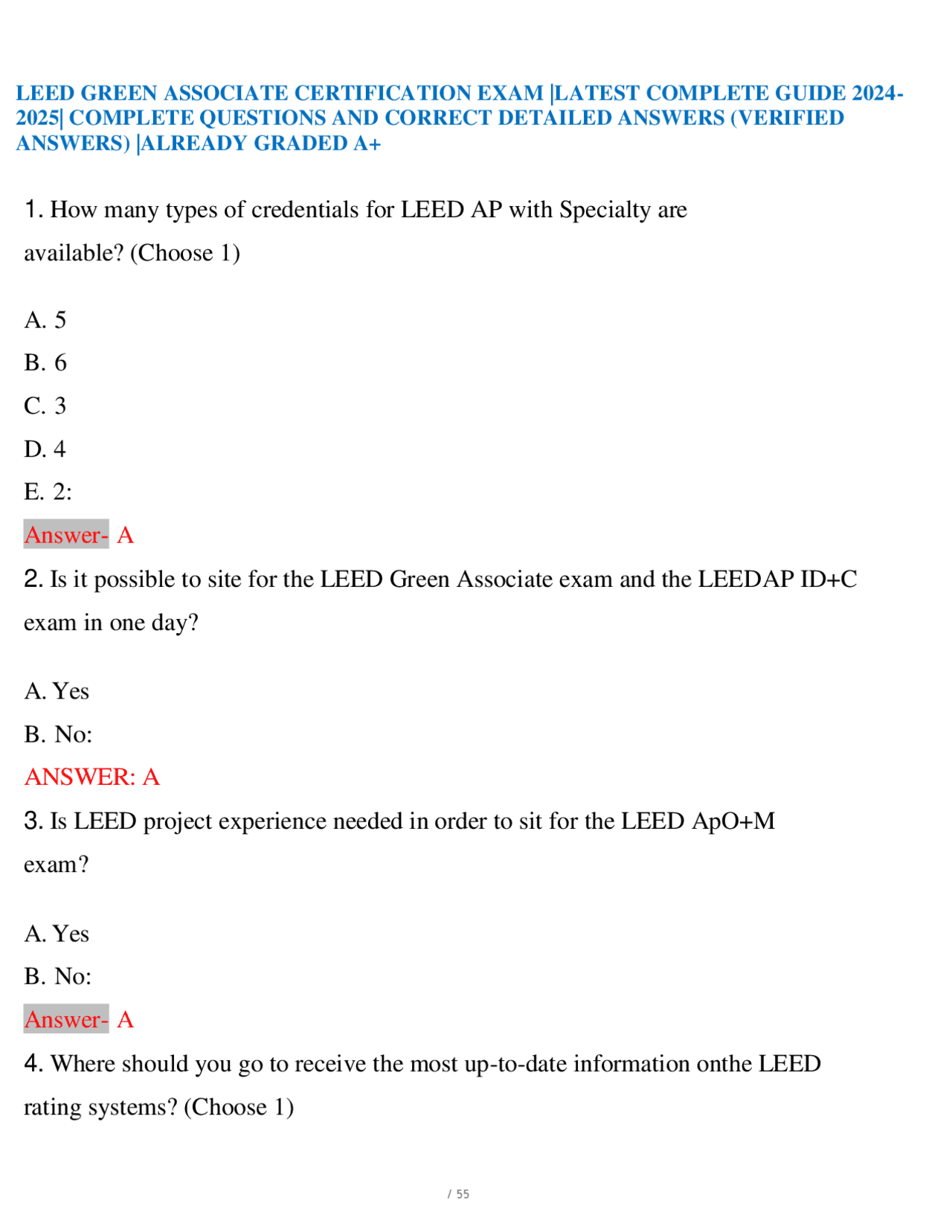 LEED Green Associate Certification Exam: Complete Guide with Questions ...
