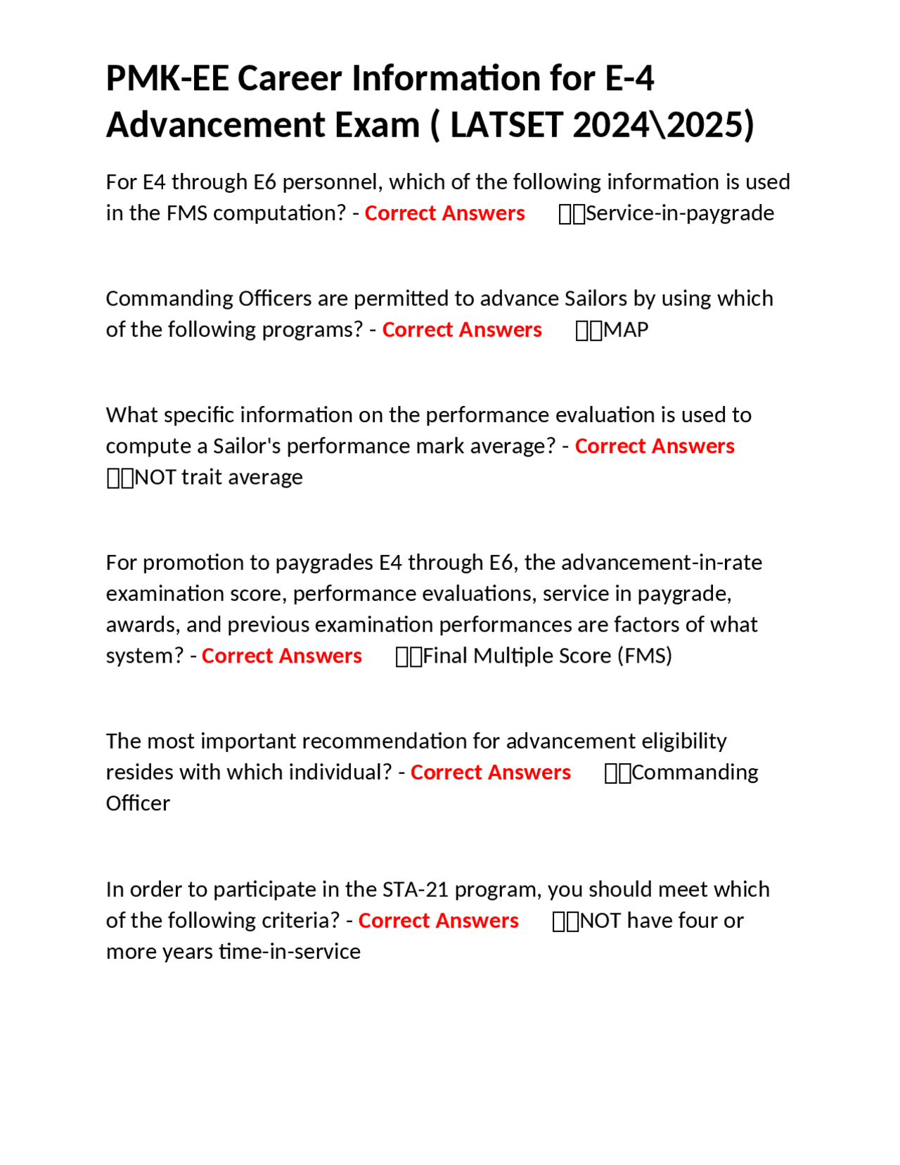 PMK-EE Career Information for E-4 Advancement Exam (LATSET 2024/2025 ...