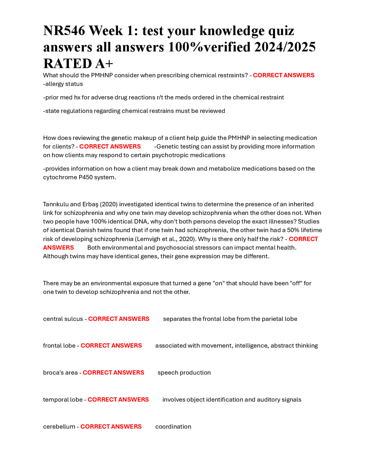 NR546 Week 1: test your knowledge quiz answers all answers 100%verified ...