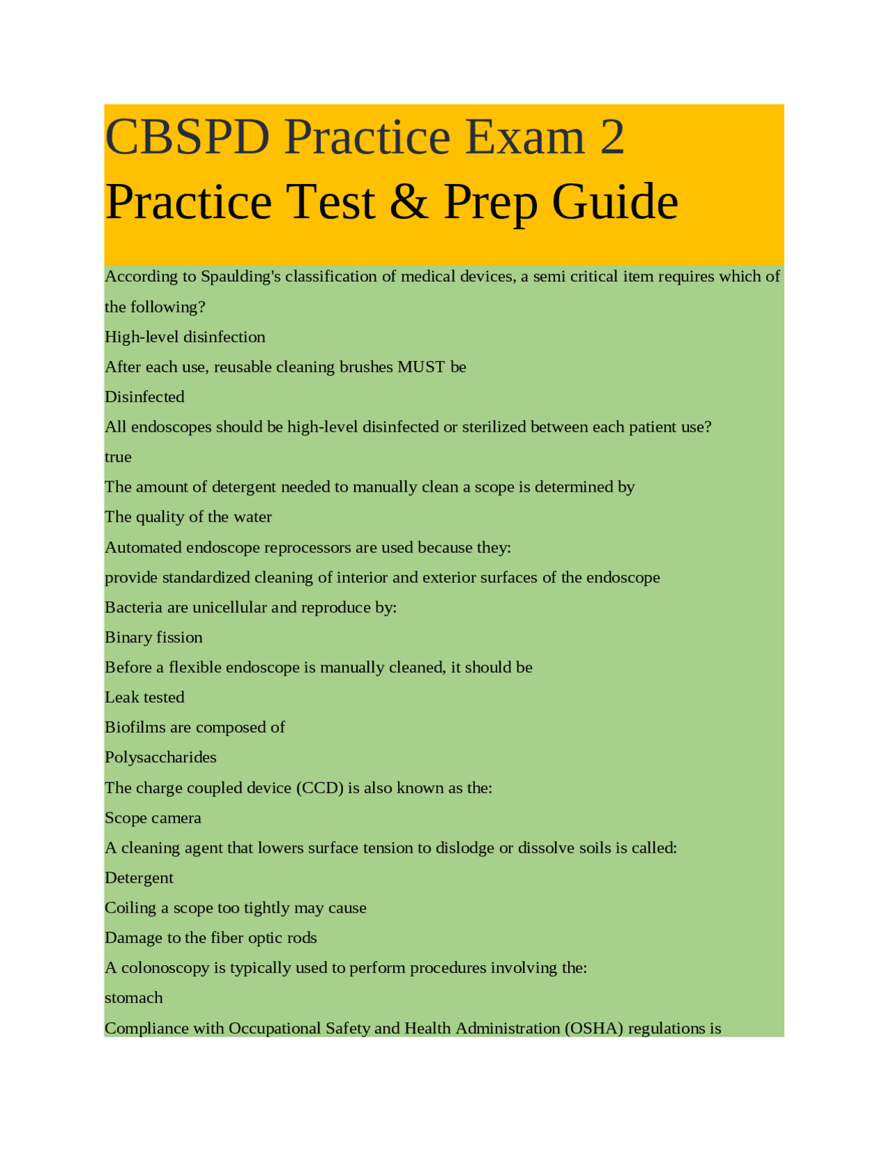 CBSPD Practice Exam 2: Practice Test & Prep Guide for Medical Device ...
