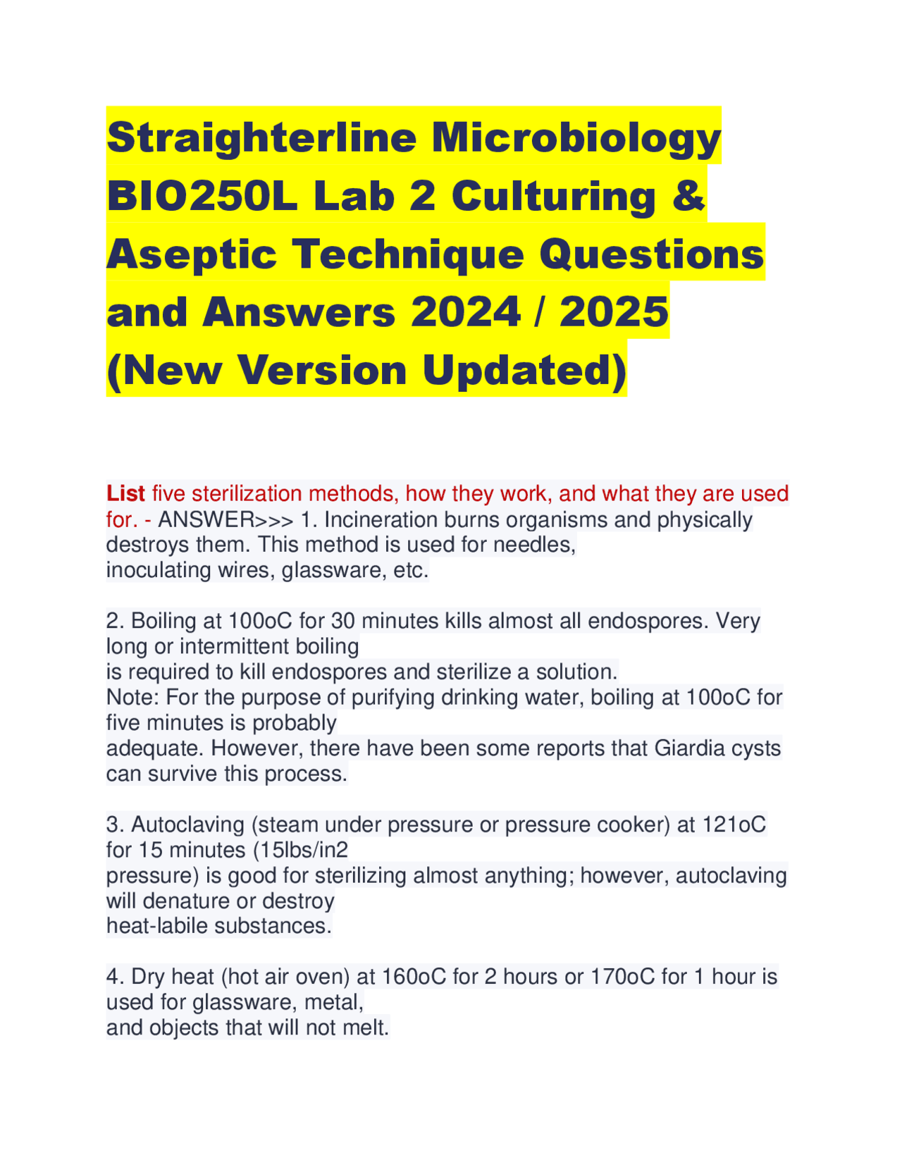Straighterline Microbiology BIO250L Lab 2 Culturing.pdf | Exams Nursing ...