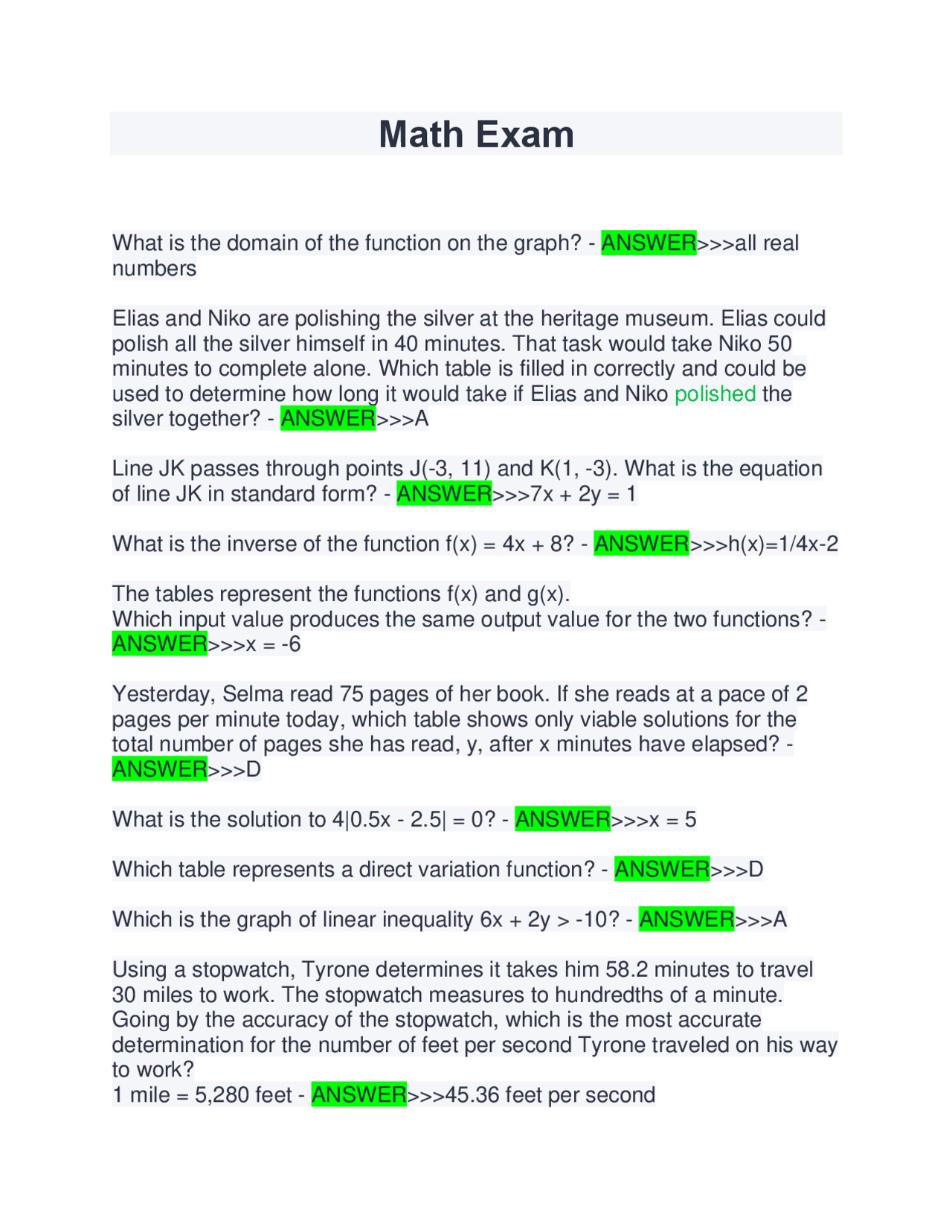 Math Exam Question & Answers 2024.pdf | Exams Mathematics | Docsity