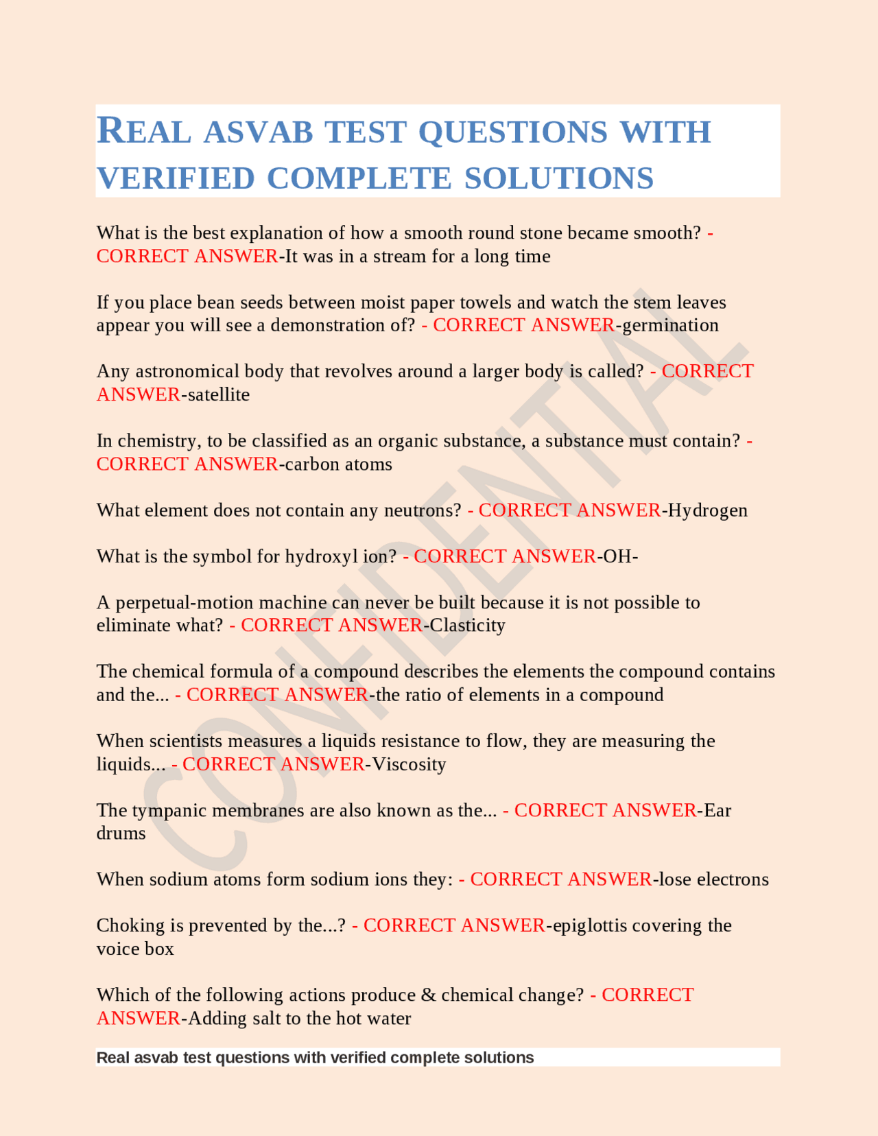 REAL ASVAB TEST QUESTIONS WITH VERIFIED COMPLETE SOLUTIONS. | Exams ...