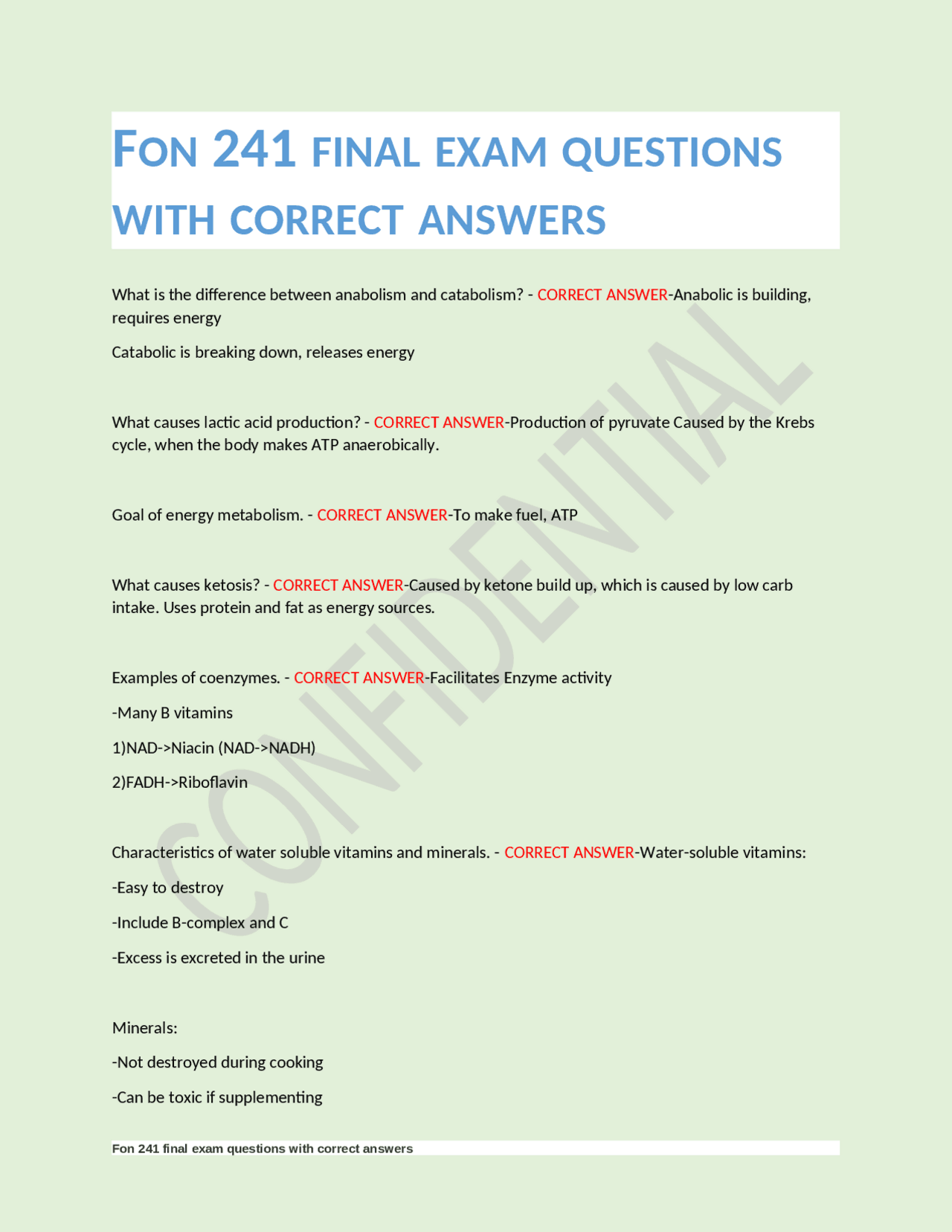 FON 241 FINAL EXAM QUESTIONS WITH CORRECT ANSWERS. | Exams Nursing ...