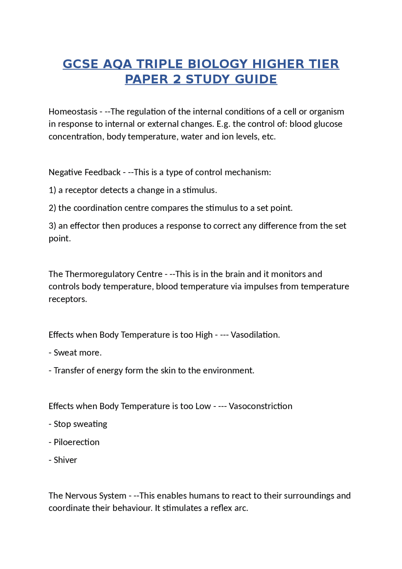 GCSE AQA TRIPLE BIOLOGY HIGHER TIER PAPER 2 STUDY GUIDE | Exams ...